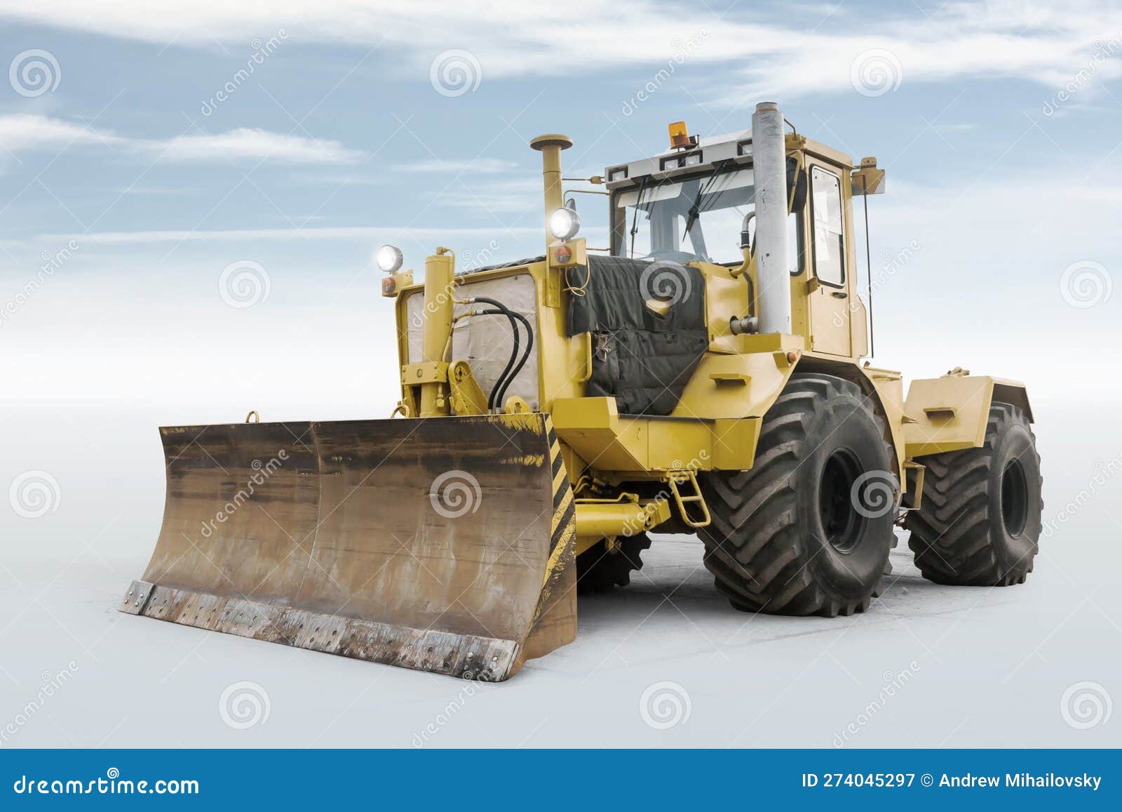 Yellow Heavy Wheeled Tractor Isolated on Bright Background Stock Image ...