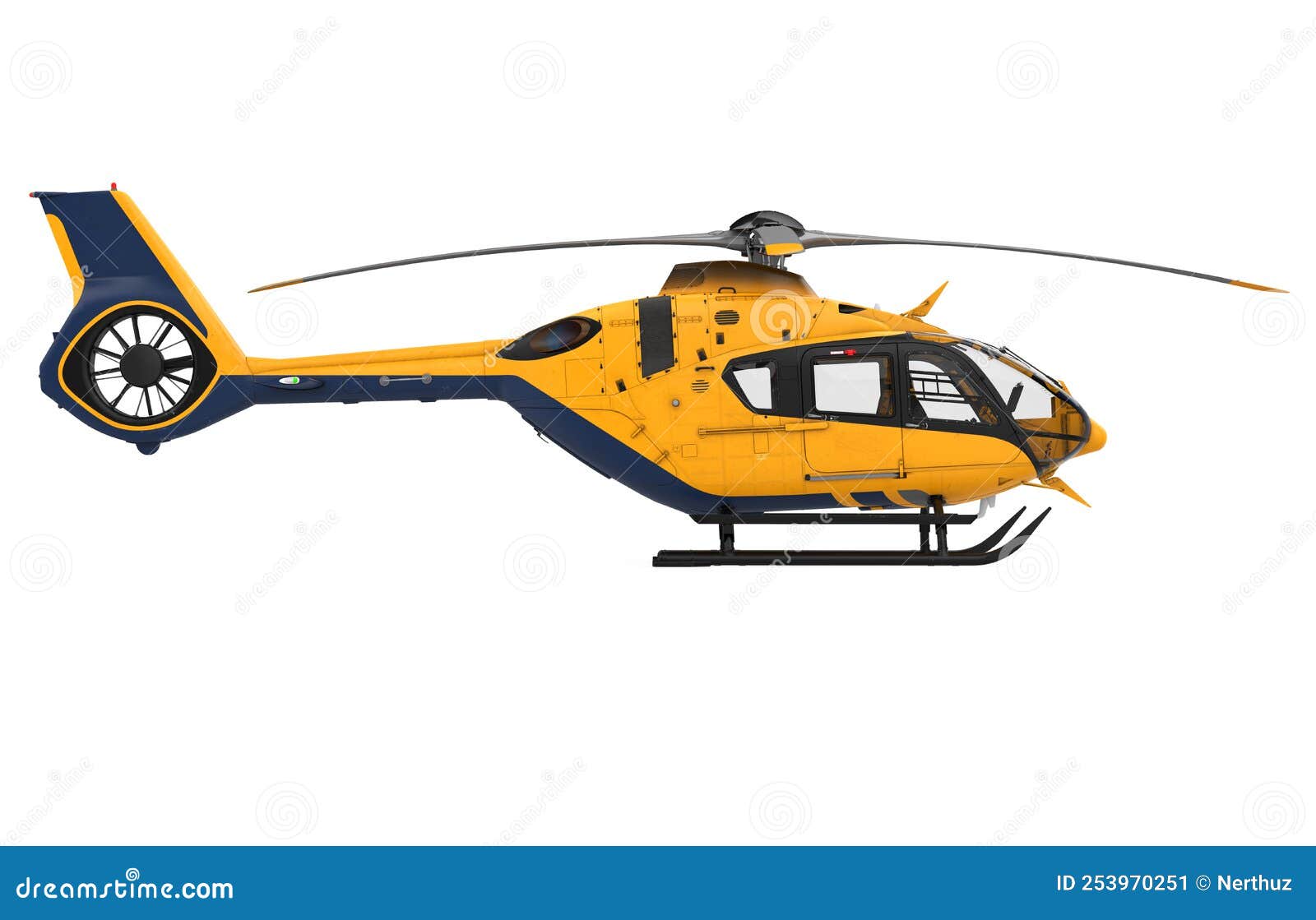 Yellow Helicopter Side View. Rotor Aircraft Icon Vector Illustration ...