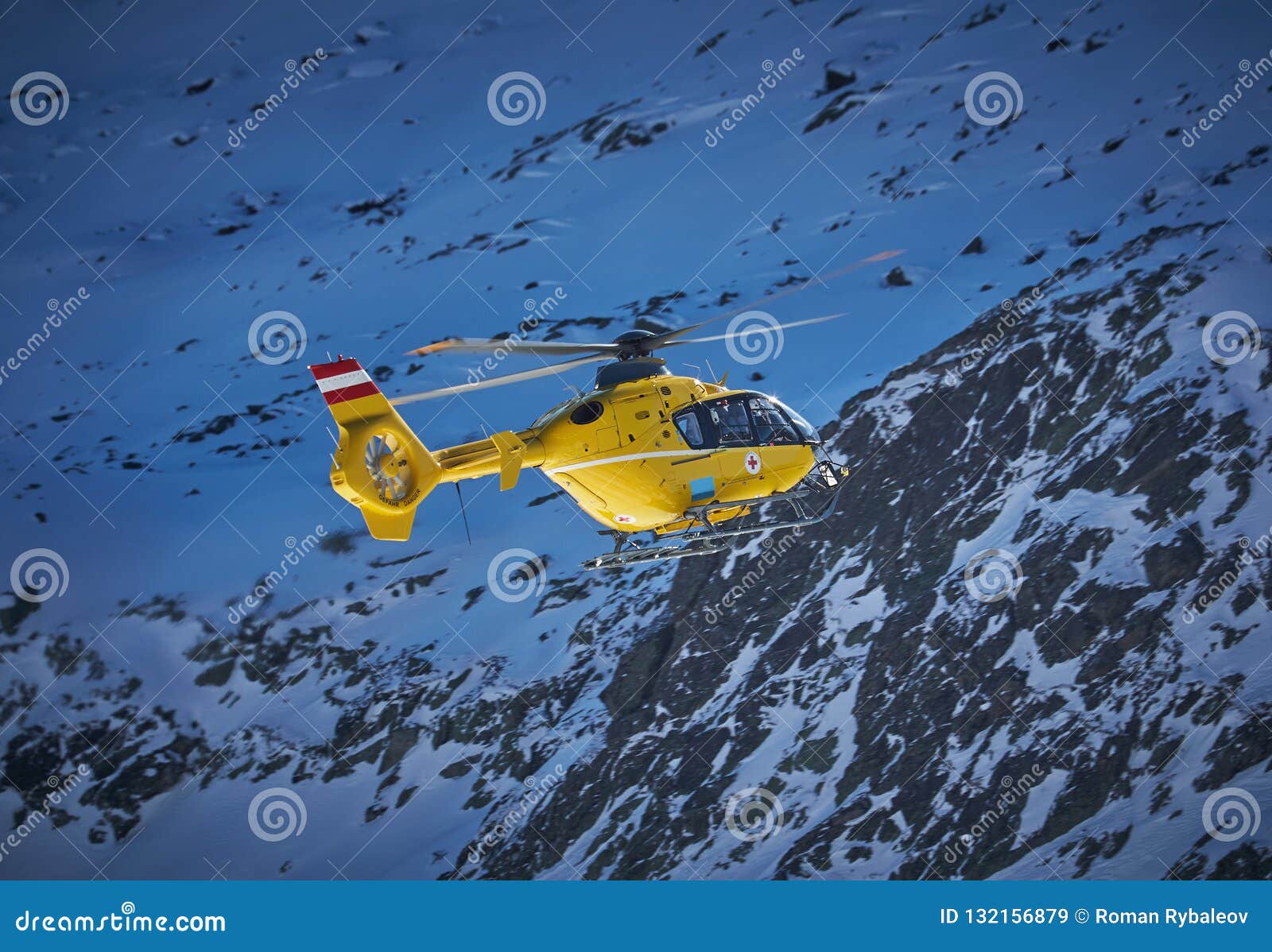 Yellow Helicopter in the Mountains Editorial Stock Image - Image of ...