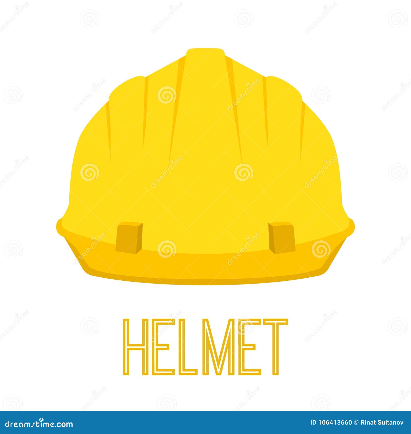 Yellow Helmet, Construction Work Tool. Cartoon Flat Style. Vector ...
