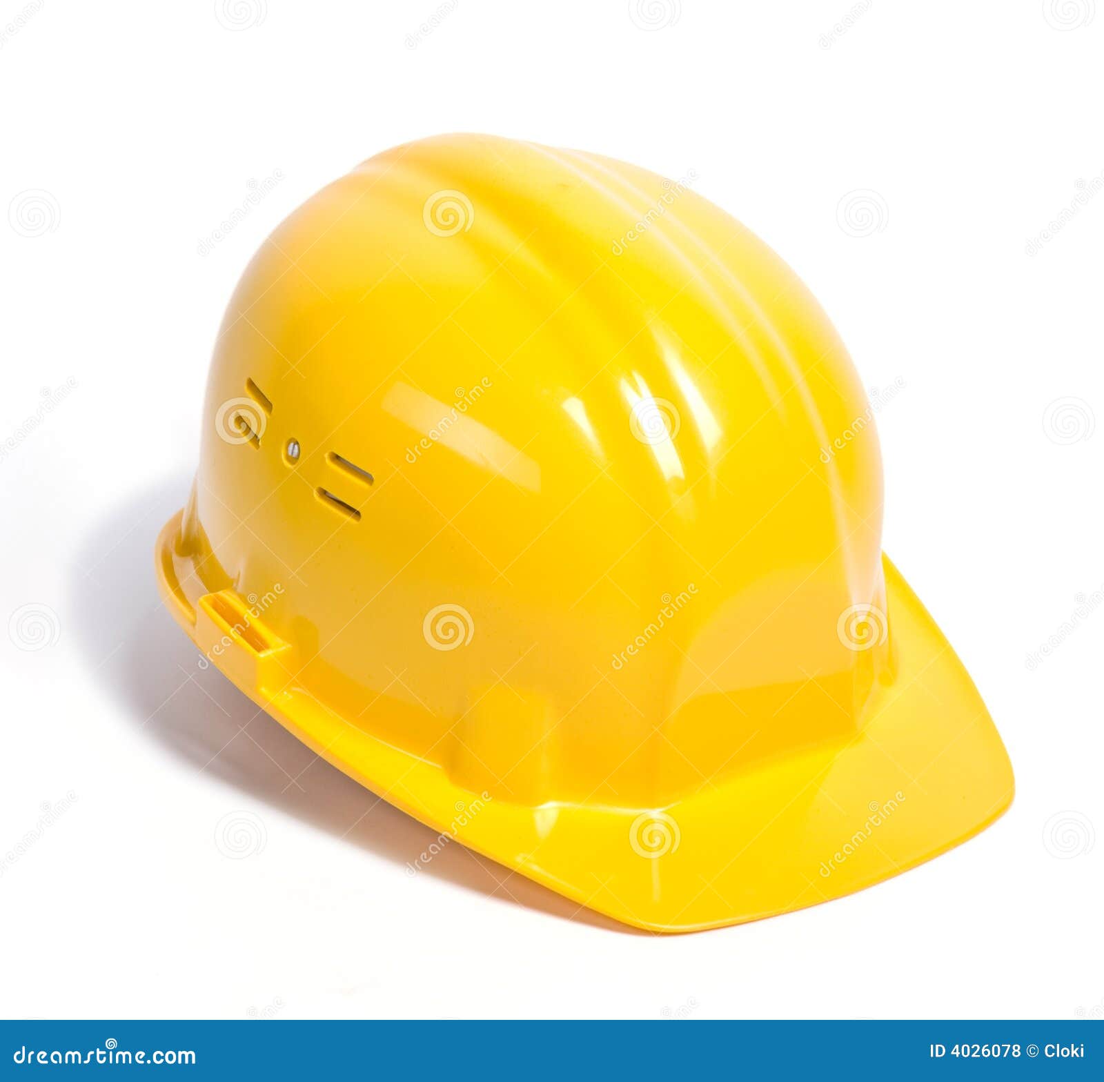 Yellow helmet isolated stock photo. Image of manufacture - 4026078