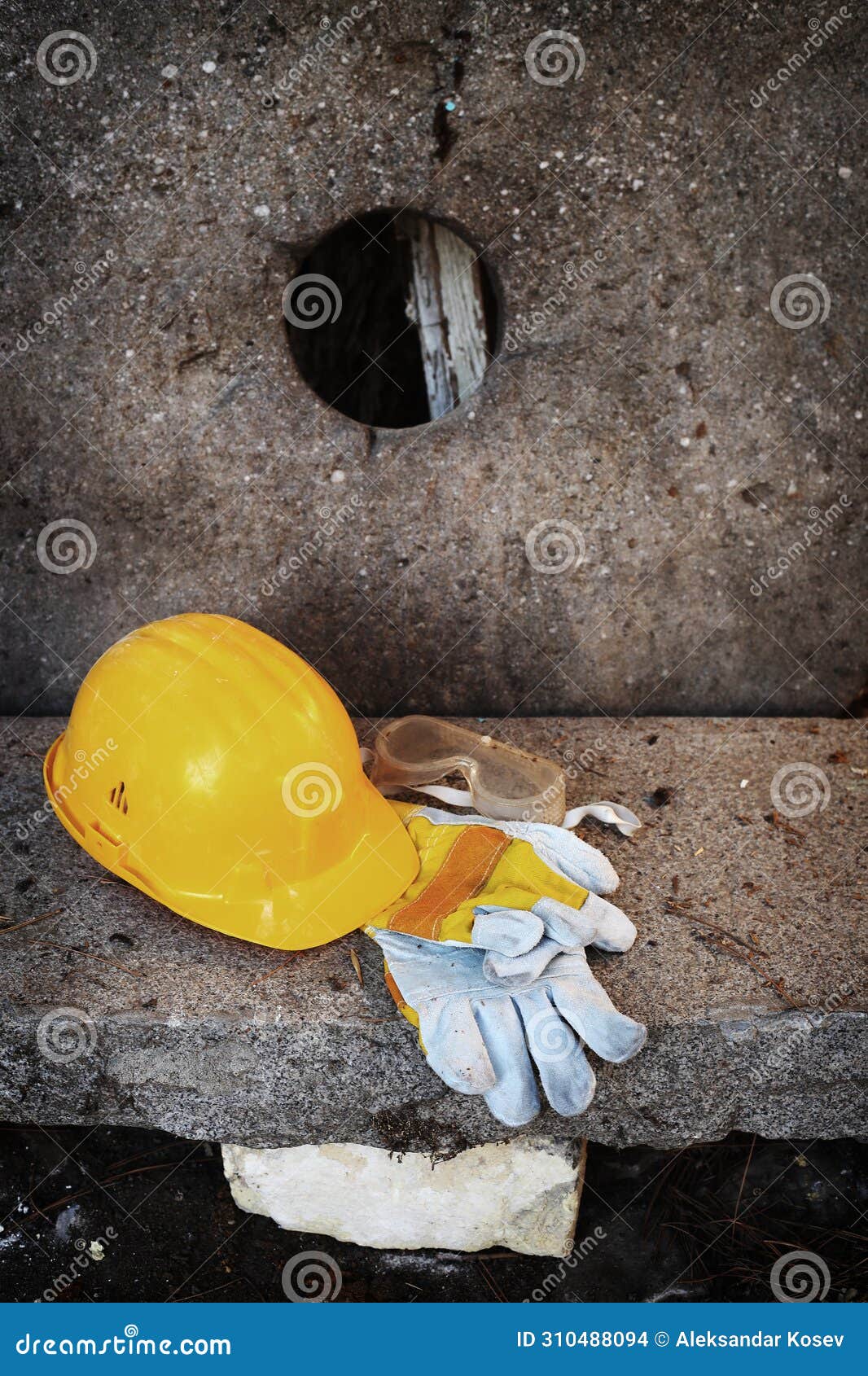 Yellow Helmet on a Work Site Stock Photo - Image of industrial, life ...