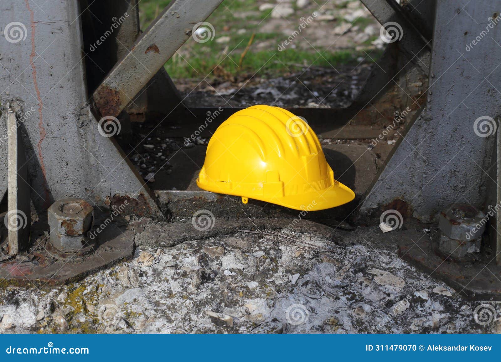 Yellow Helmet on a Work Site Stock Photo - Image of safe, yellow: 311479070