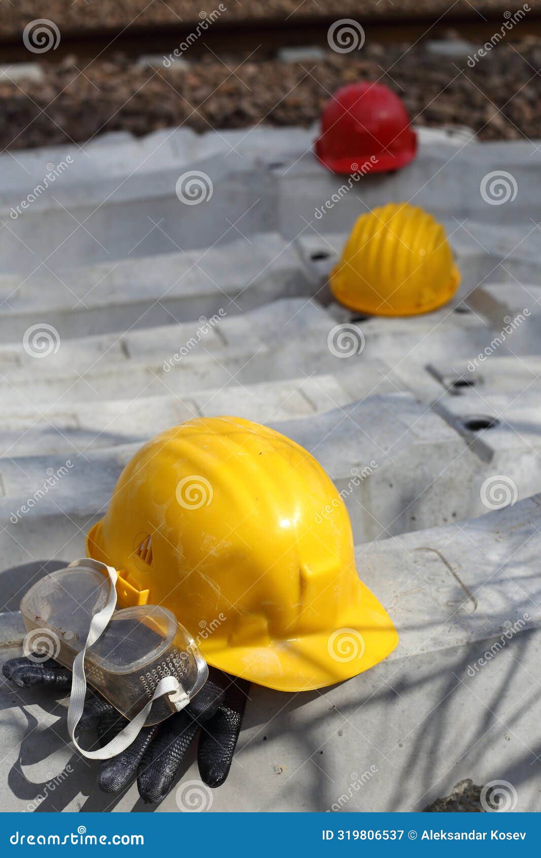 Yellow Helmet on a Work Site Stock Image - Image of head, professional ...