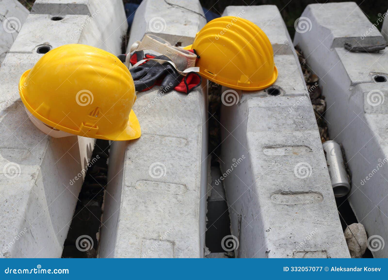 Yellow Helmet on a Work Site Stock Image - Image of background, work ...