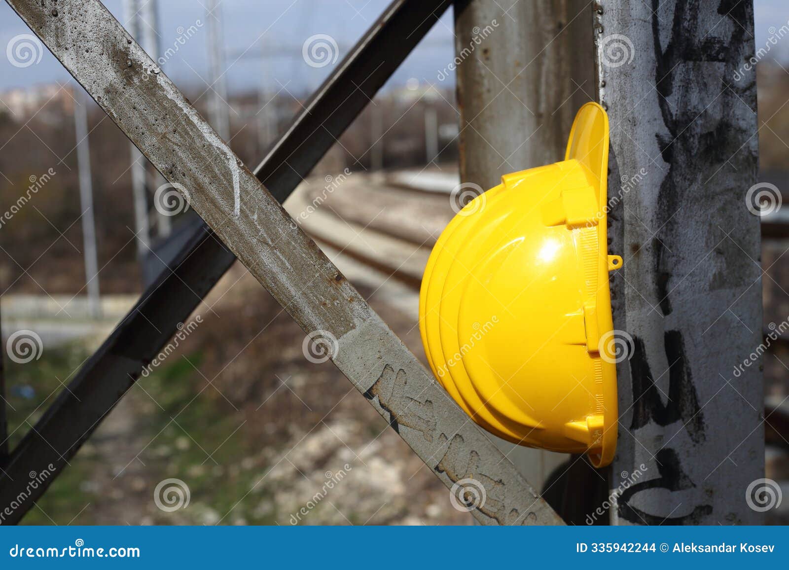 Yellow Helmet on a Work Site Stock Photo - Image of yellow, wear: 335942244
