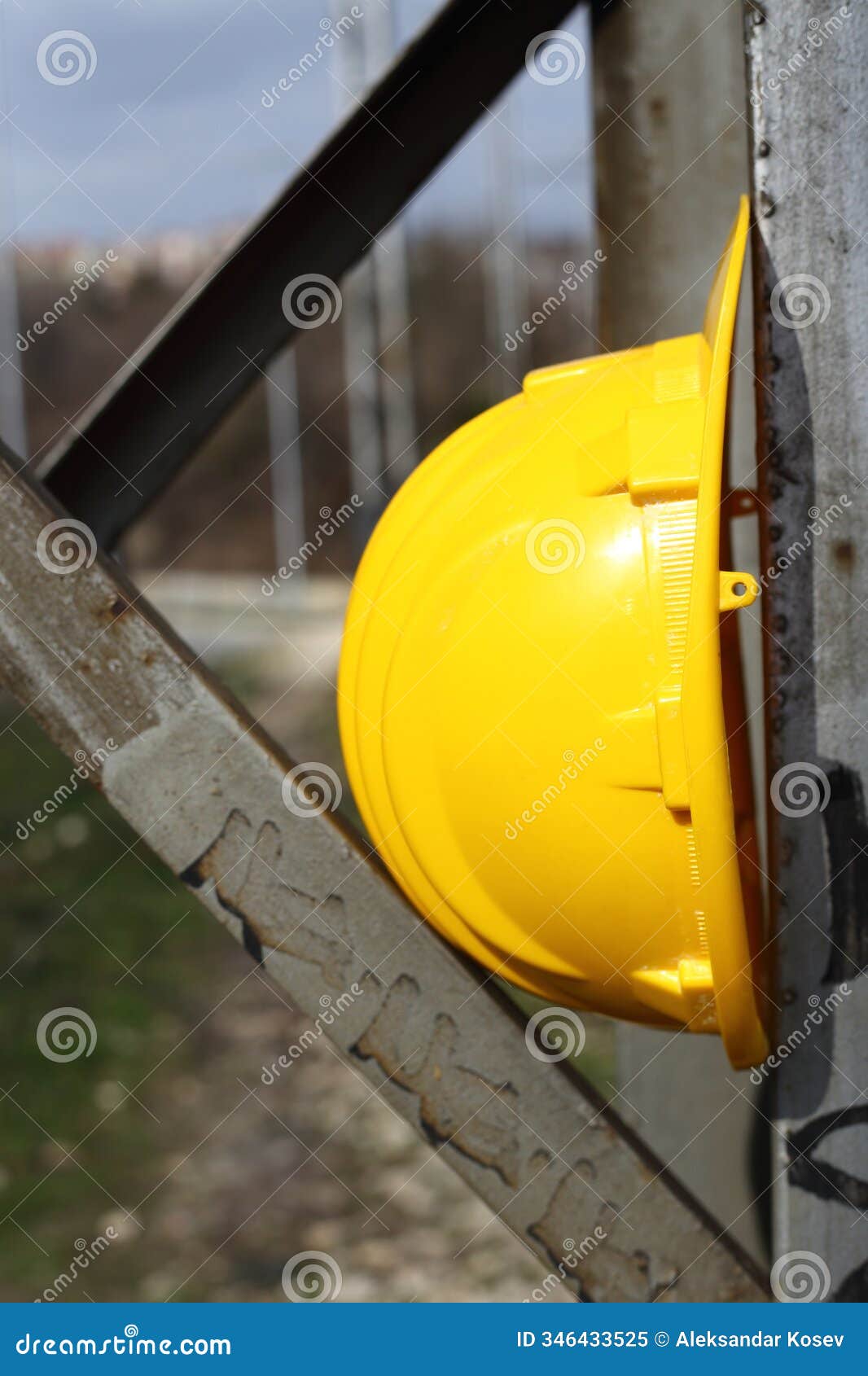 Yellow Helmet on a Work Site Stock Image - Image of engineer, protect ...