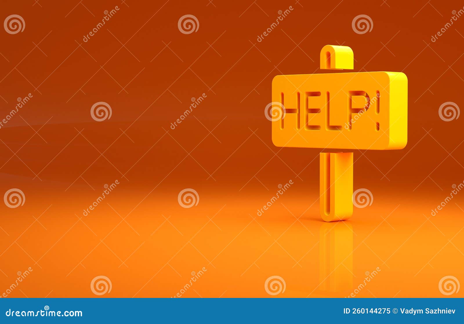 Yellow Help Icon Isolated on Orange Background. Minimalism Concept ...