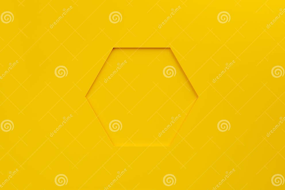 Yellow Hexagon Hole Template Embossed on Yellow Background with Borders ...