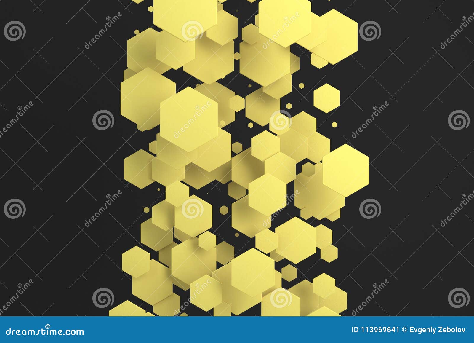 Yellow Hexagons of Random Size on Black Background Stock Illustration ...
