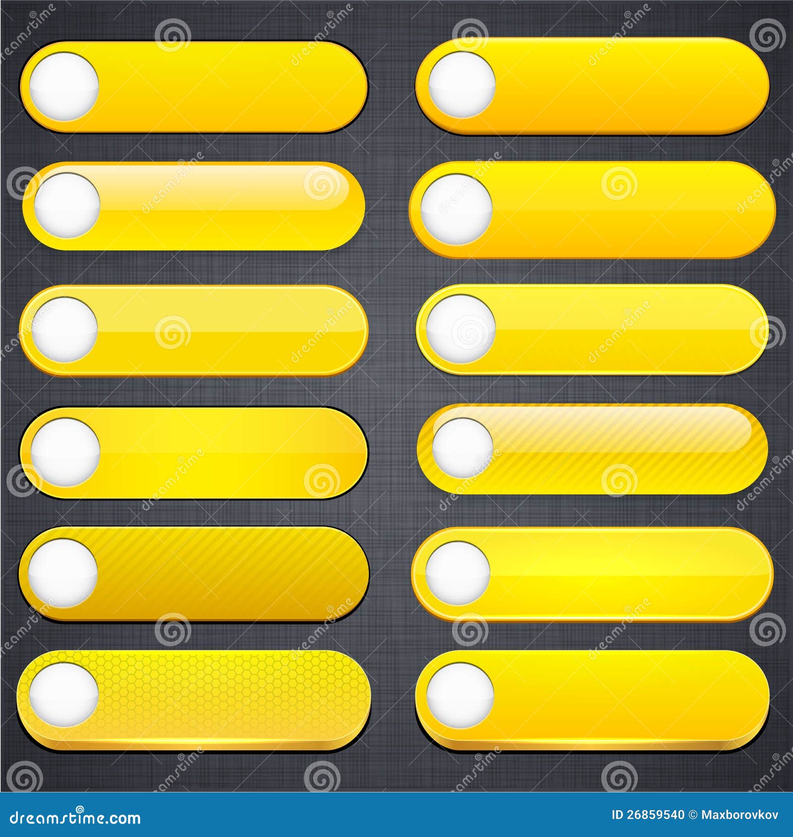 Yellow High-detailed Modern Web Buttons. Stock Vector - Illustration of ...