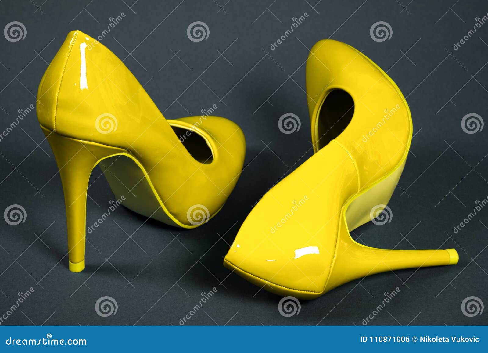 Yellow high heels shoes stock photo. Image of shape - 110871006