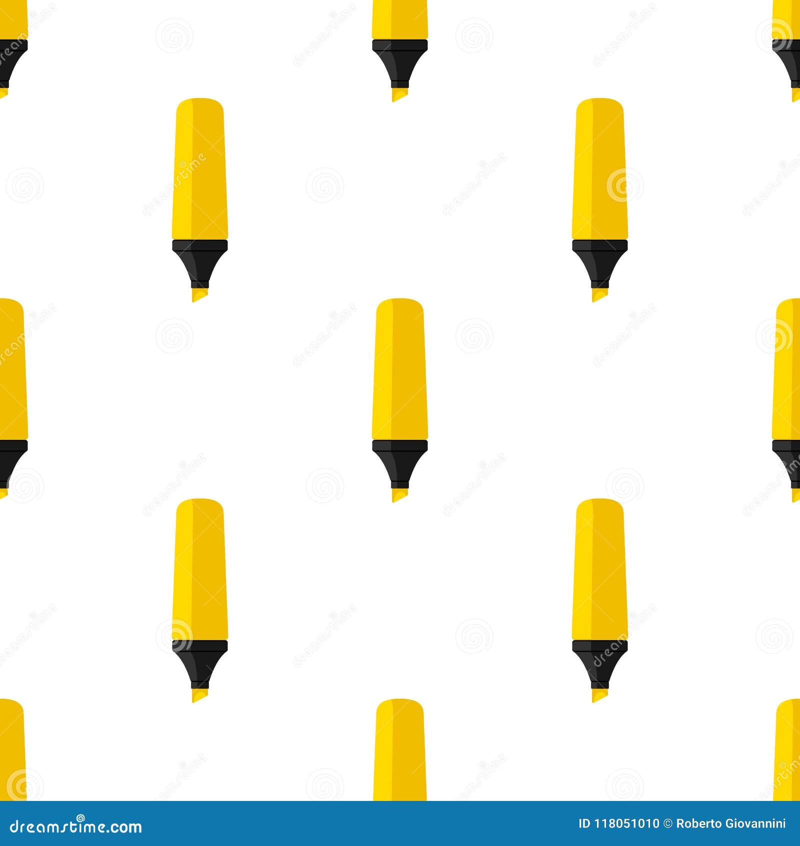 Yellow Highlighter Pen Seamless Pattern Stock Vector - Illustration of ...