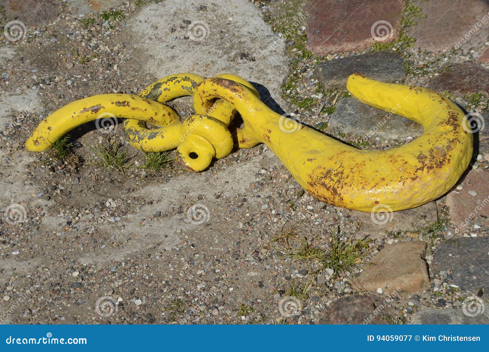 Yellow Hook stock image. Image of chain, yellow, worn - 94059077
