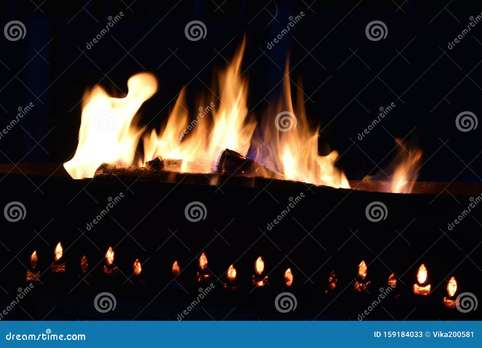 Yellow Hot Fire on a Dark Background Stock Image - Image of blazing ...