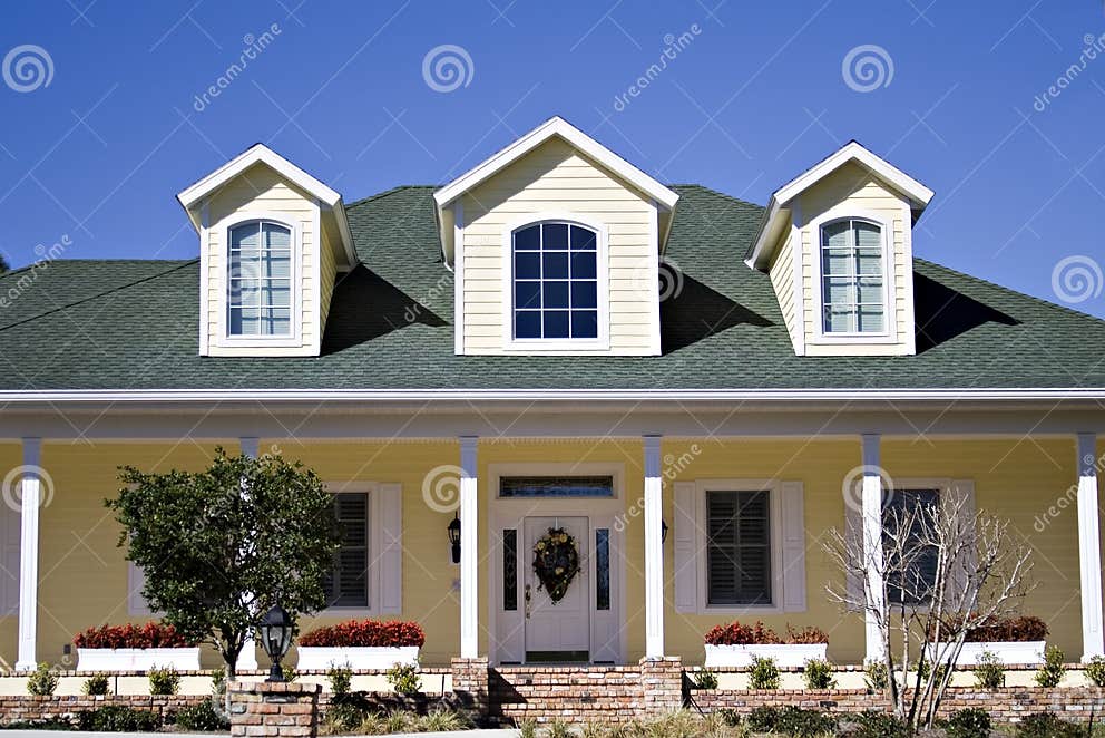 Yellow House stock image. Image of clean, blue, dwelling - 2093013