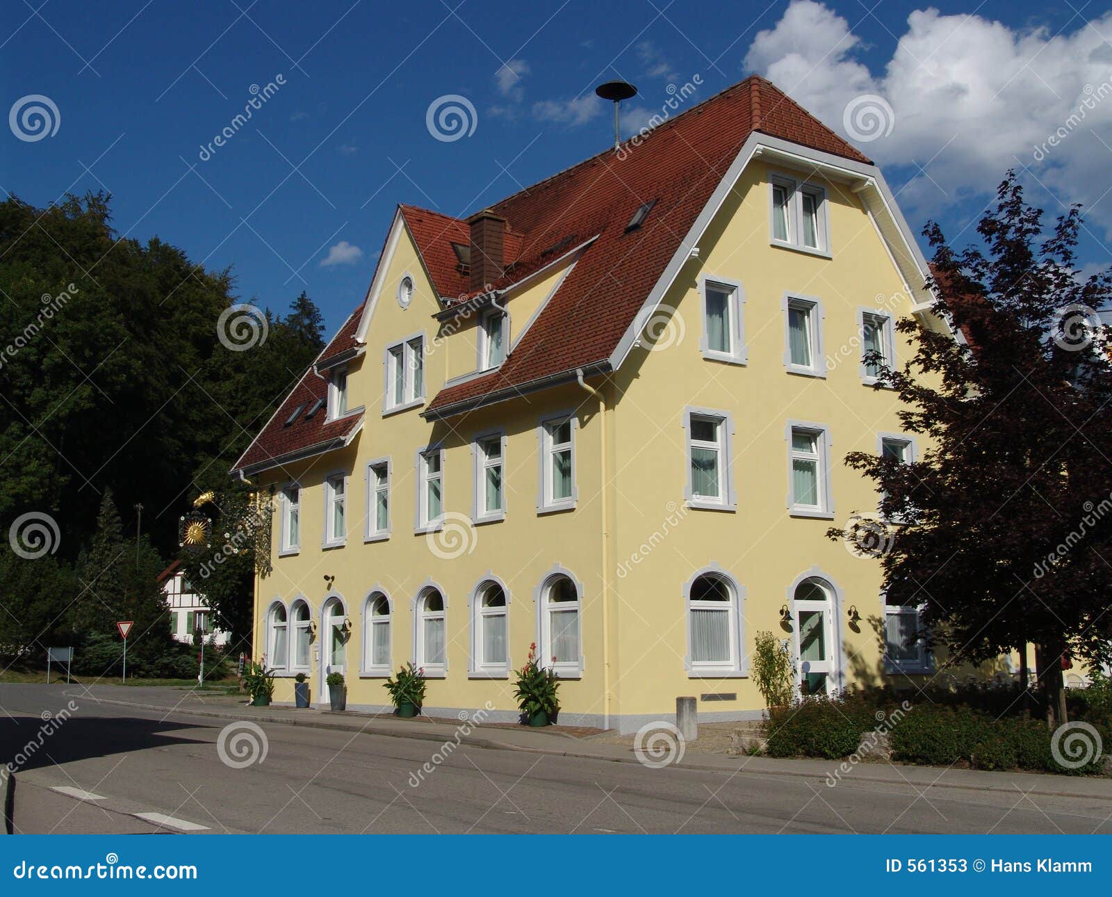 Yellow House stock image. Image of south, german, colorful - 561353