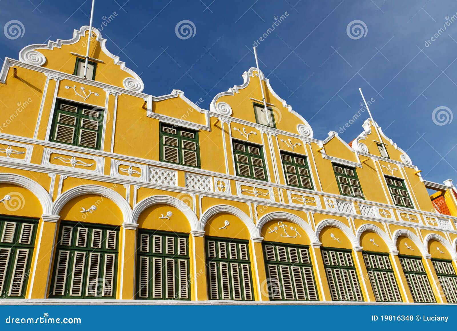 Yellow House in Curacao stock photo. Image of punda, yellow - 19816348