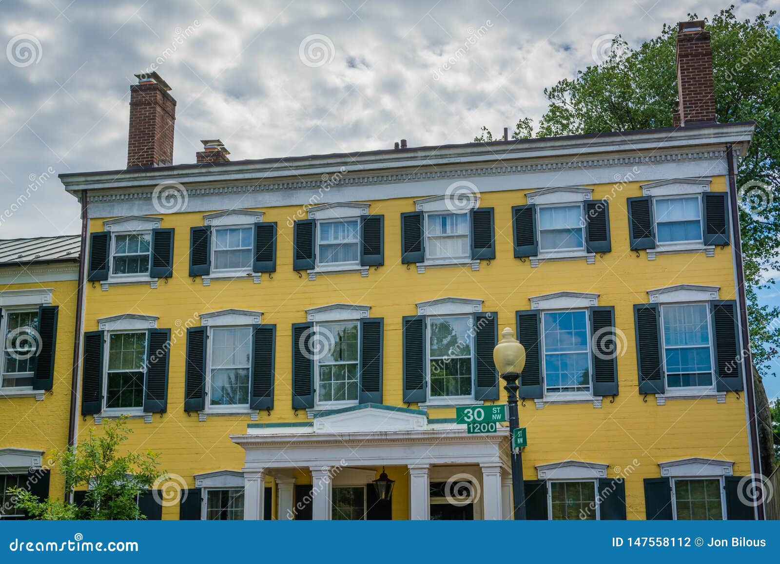Yellow House in Georgetown, Washington, DC Stock Photo - Image of city ...