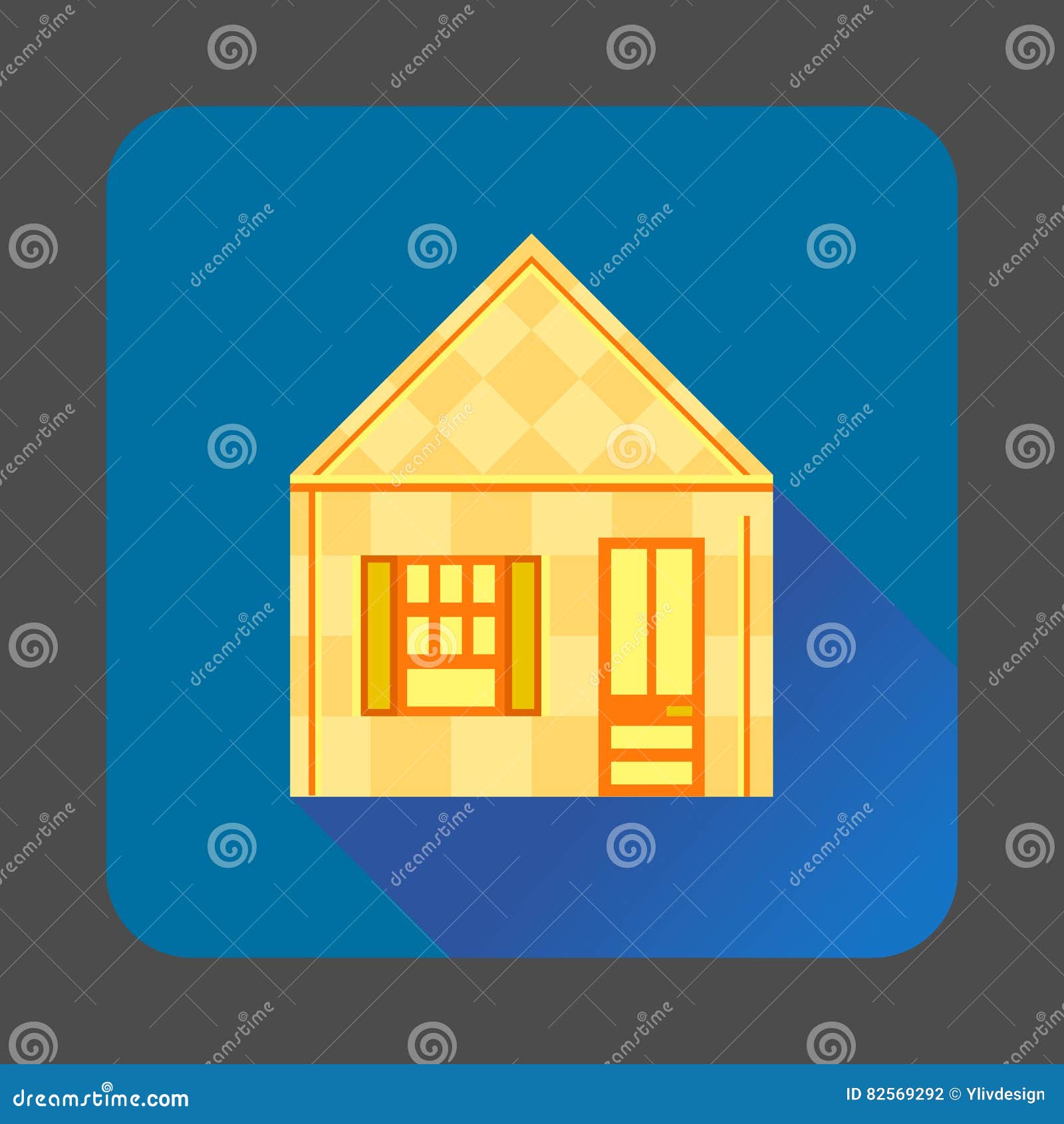 Yellow House Icon, Flat Style Stock Vector - Illustration of building ...