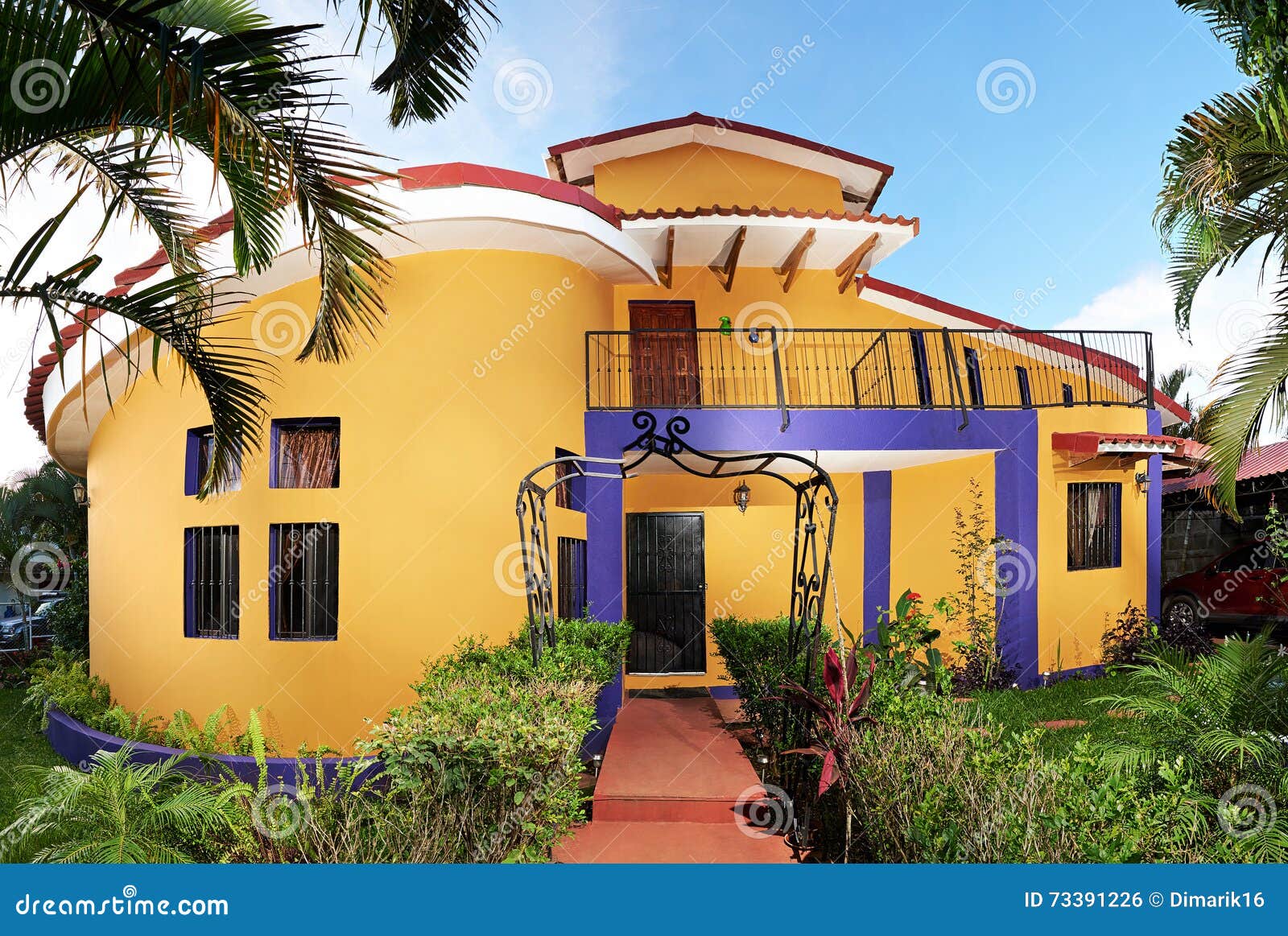 Yellow House with Interesting Design Stock Photo - Image of houses ...