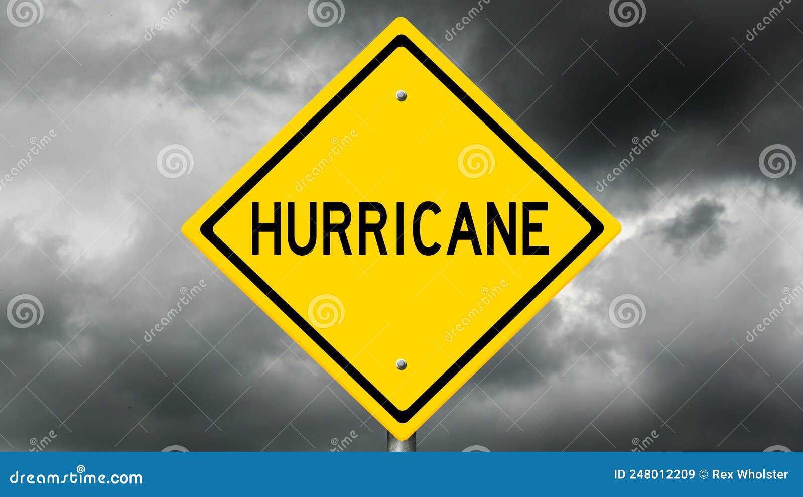 Yellow Hurricane Sign and Dark Clouds Stock Image - Image of clouds ...