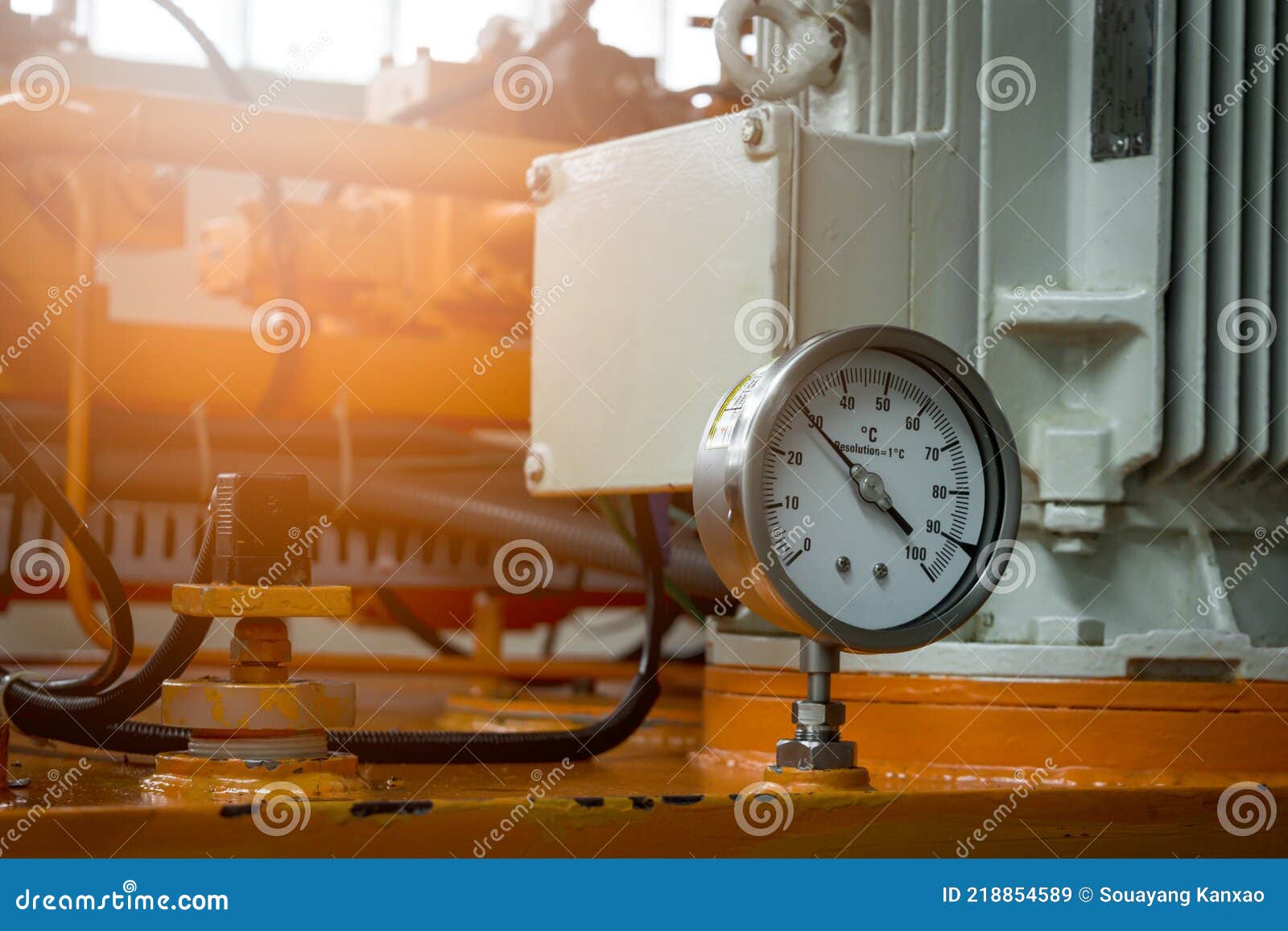 Yellow Hydraulic Meter with Computer Graphic Light Stock Image - Image ...