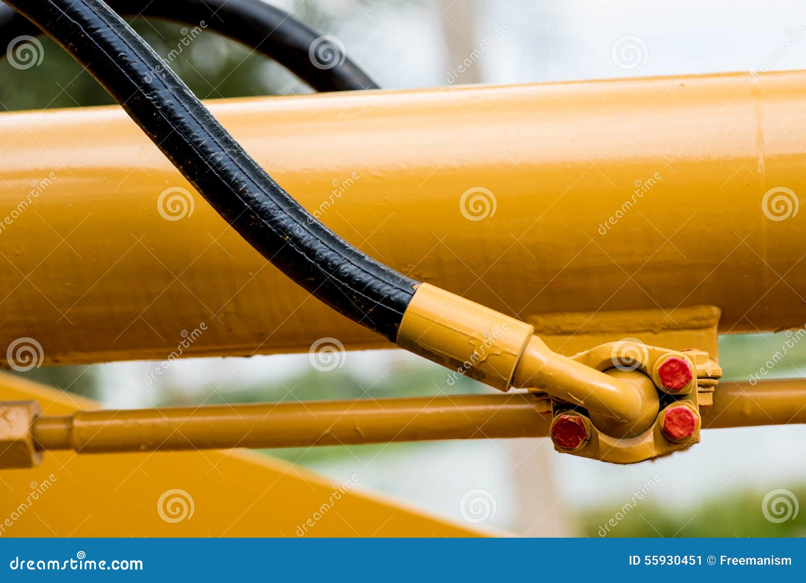 Yellow hydraulic pipe stock image. Image of technology - 55930451