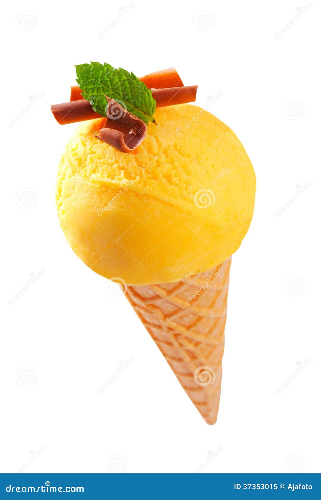 Yellow ice cream cone stock image. Image of mango, ball - 37353015
