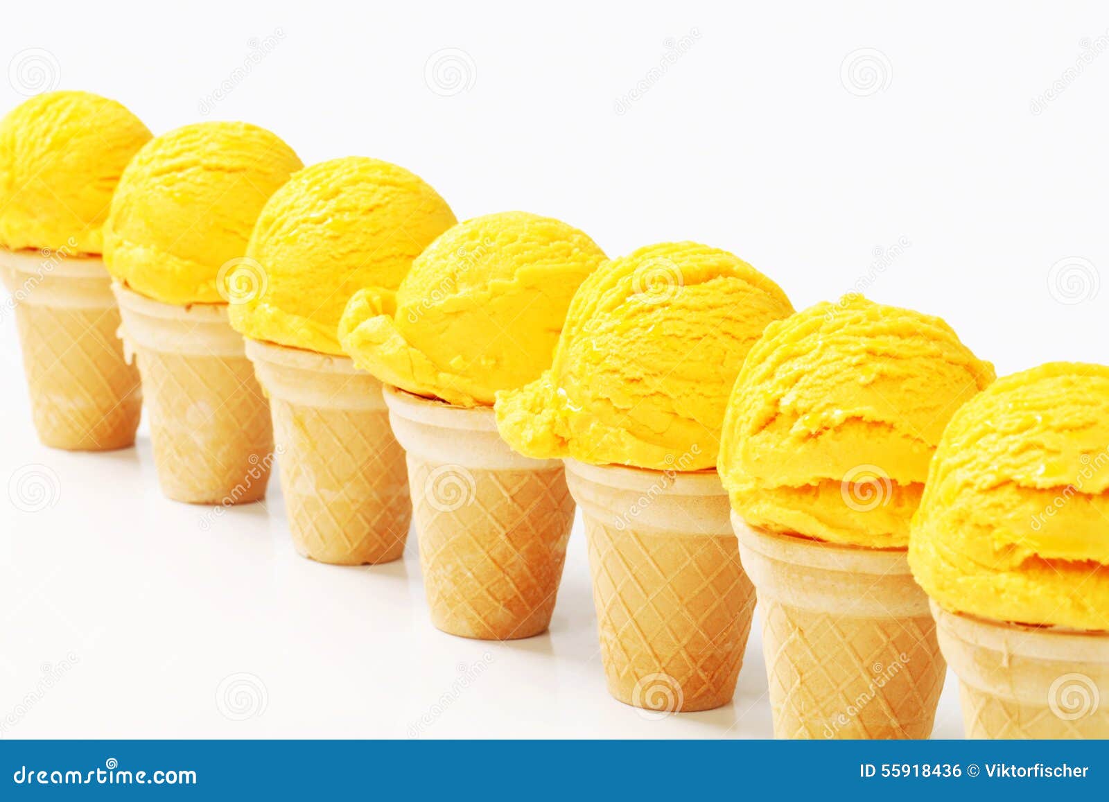 Yellow ice cream cones stock photo. Image of cream, cones - 55918436