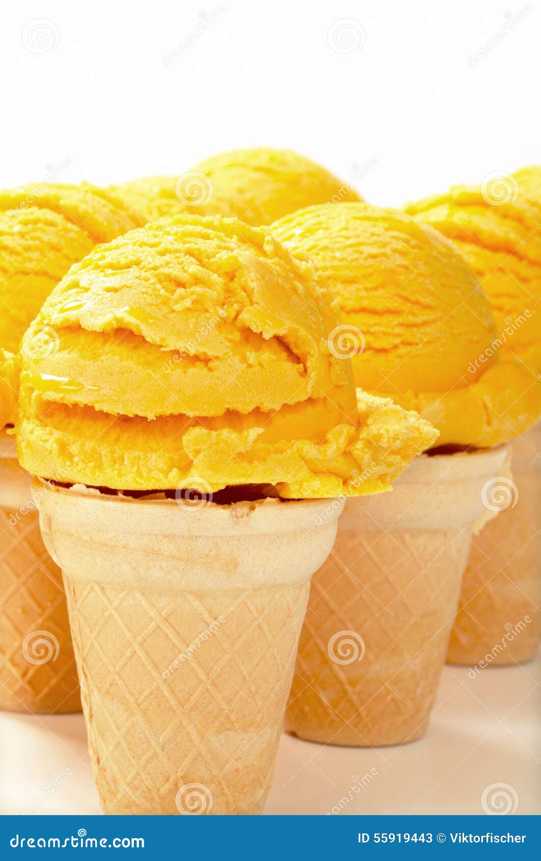 Yellow ice cream cones stock image. Image of studio, sorbet - 55919443