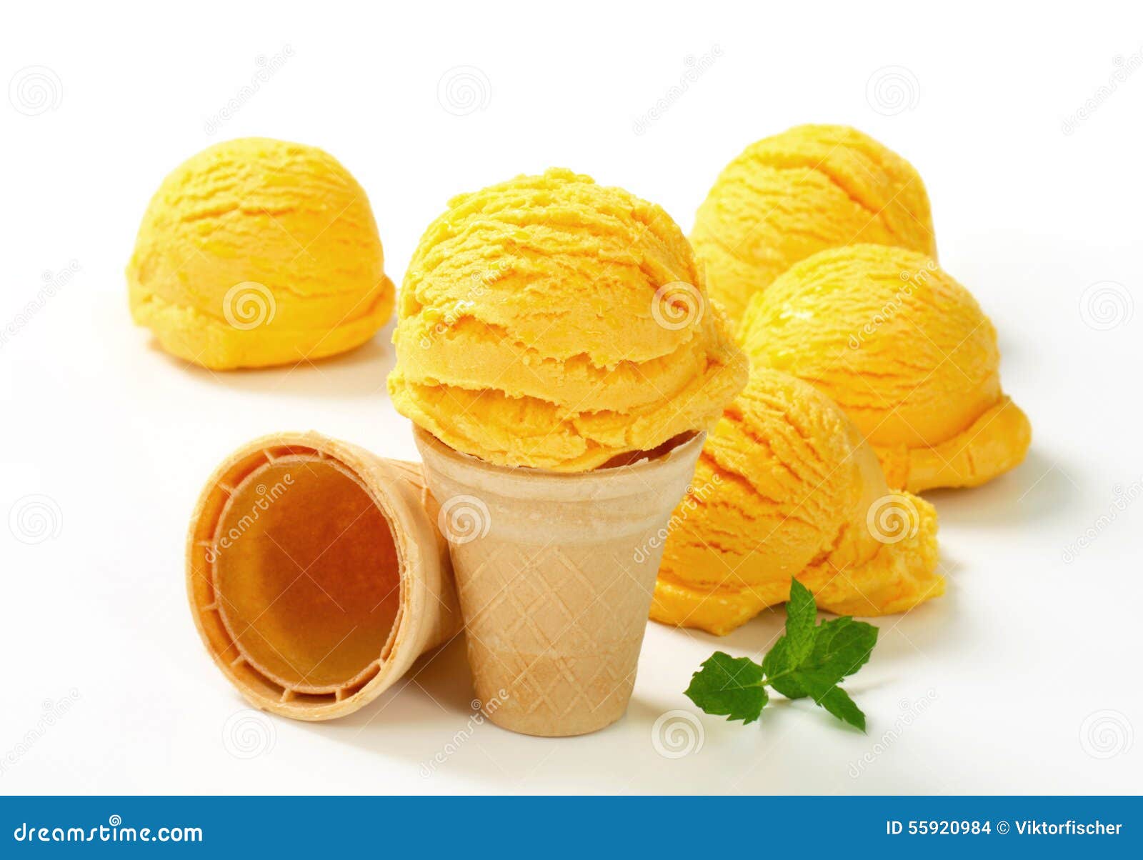Yellow ice cream stock photo. Image of group, closeup - 55920984
