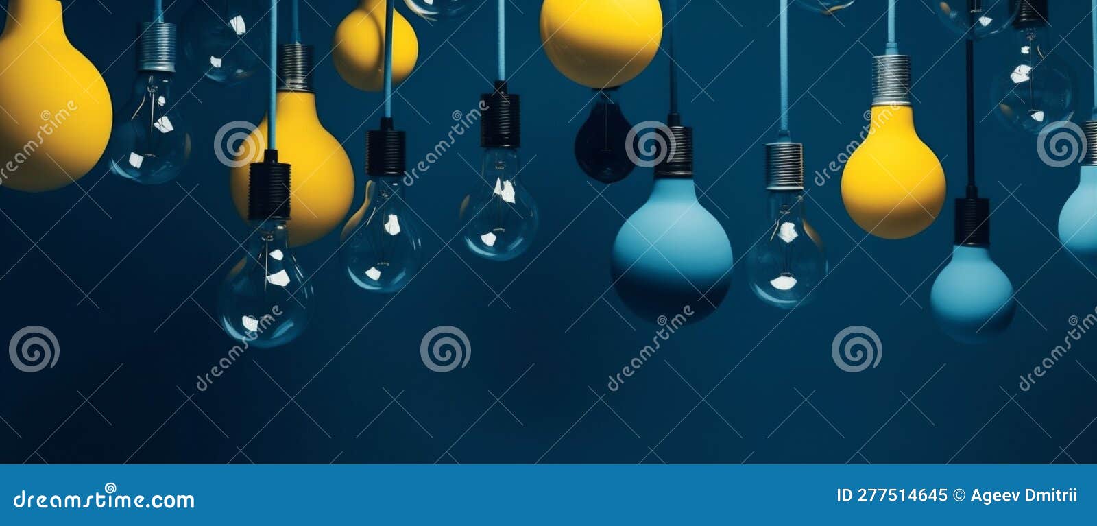 Yellow Idea Background Light Blue Power Bulb Concept Network Creative ...