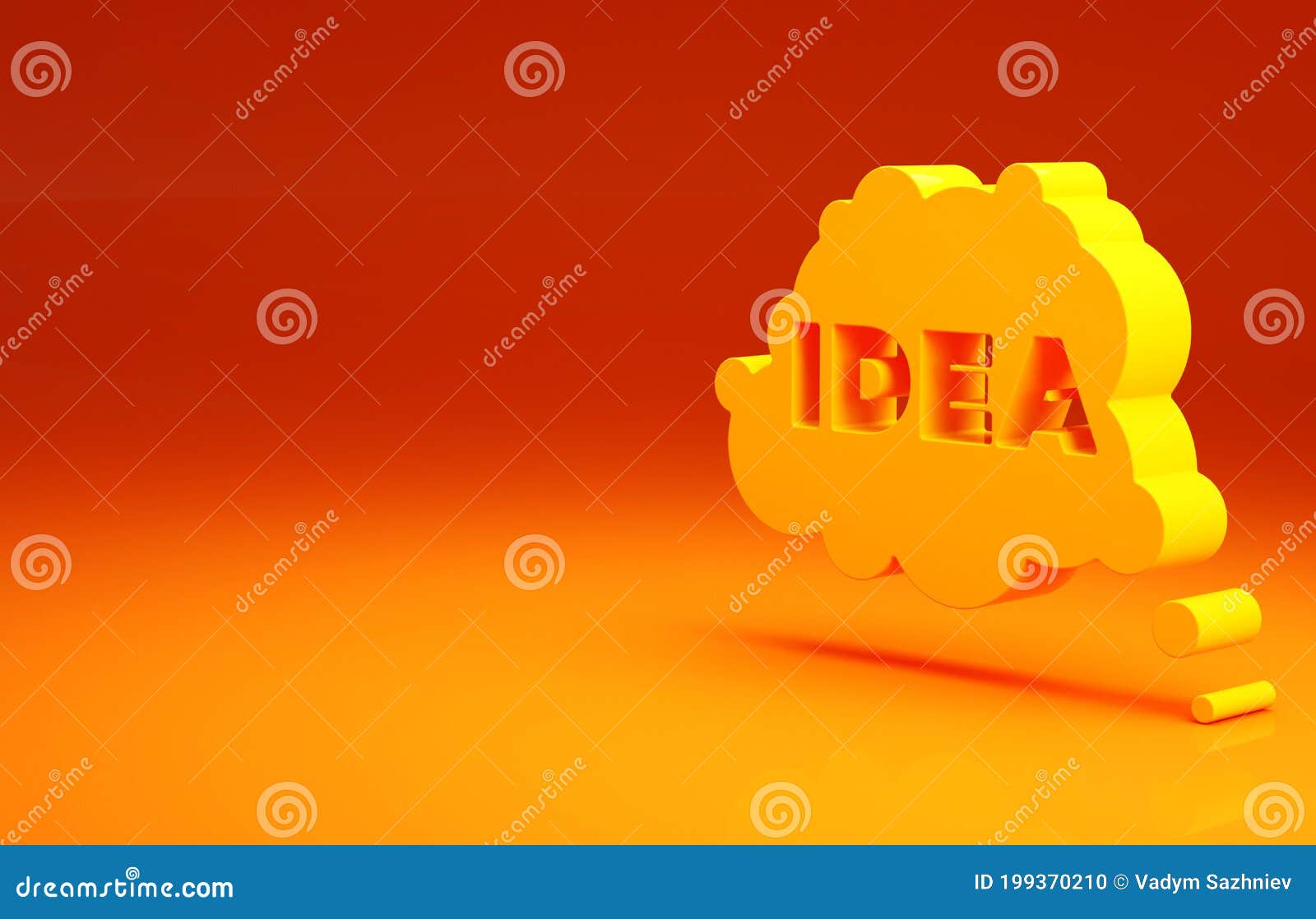 Yellow Idea, Speech Bubble Icon Isolated on Orange Background. Message ...