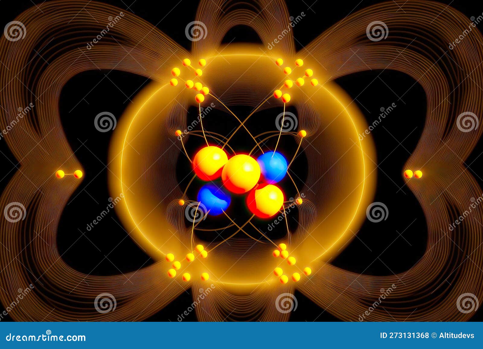 Yellow Illuminated Model Atom Orbit in Form of Circle with Atomic ...