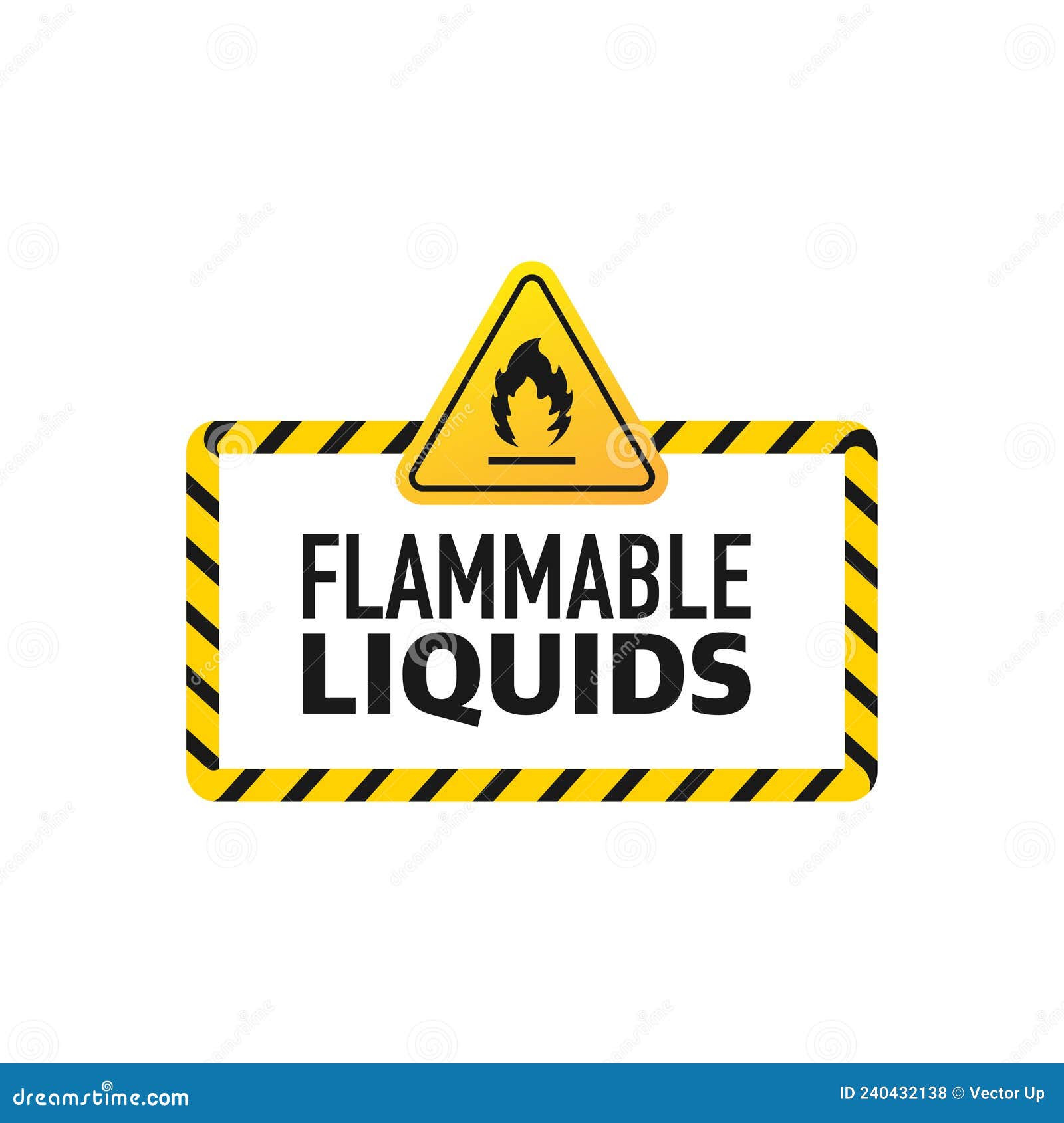 Yellow Illustration of Flammable Liquids on White Backdrop. Vector ...