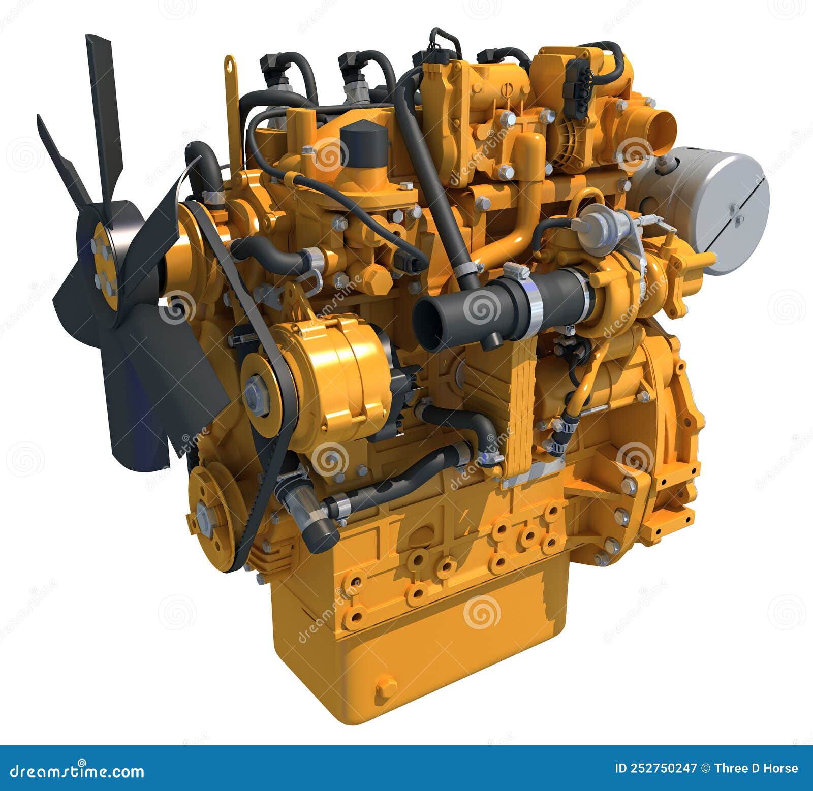 Industrial Diesel Engine 3D Rendering on White Background Stock ...