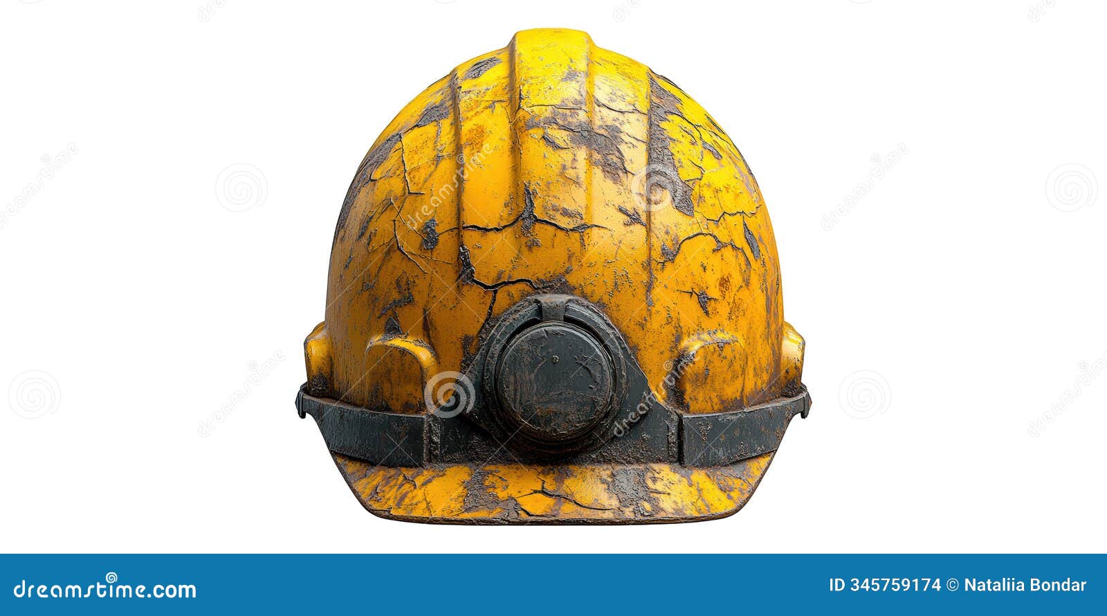 Yellow Industrial Helmet with Built-in Light for Construction Work on ...