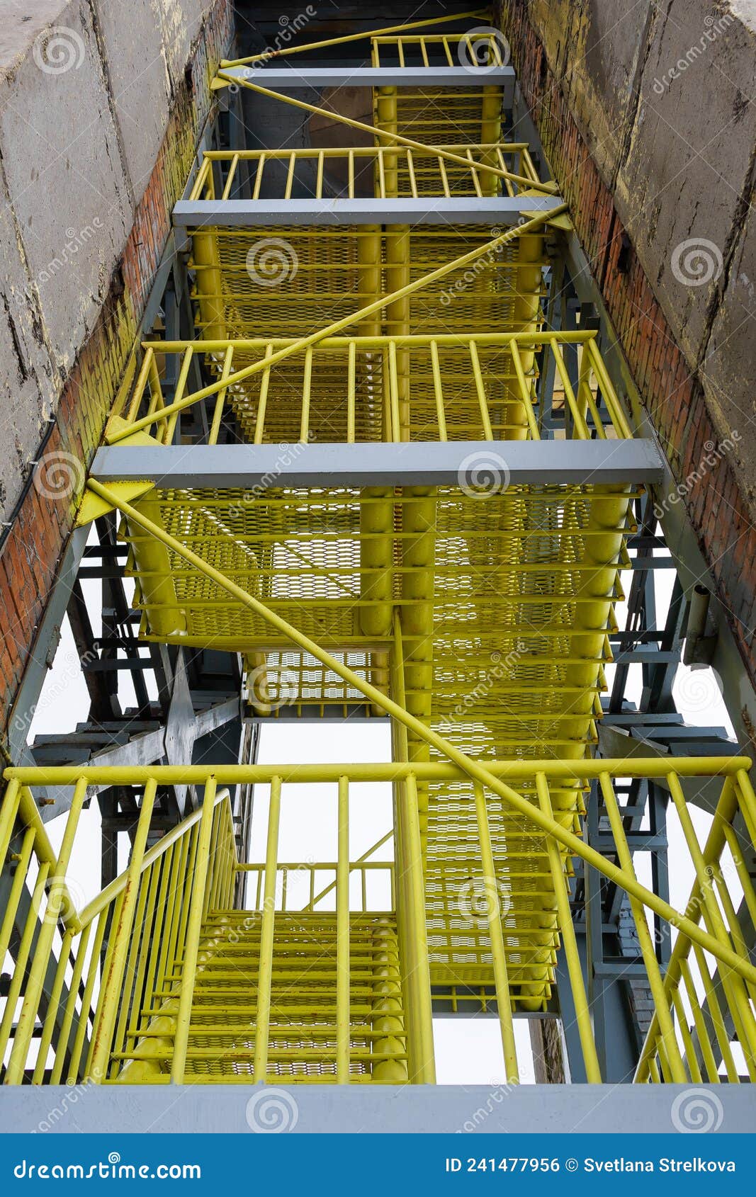 Yellow Industrial Stairs. Metal, Production, Mechanical Engineering ...