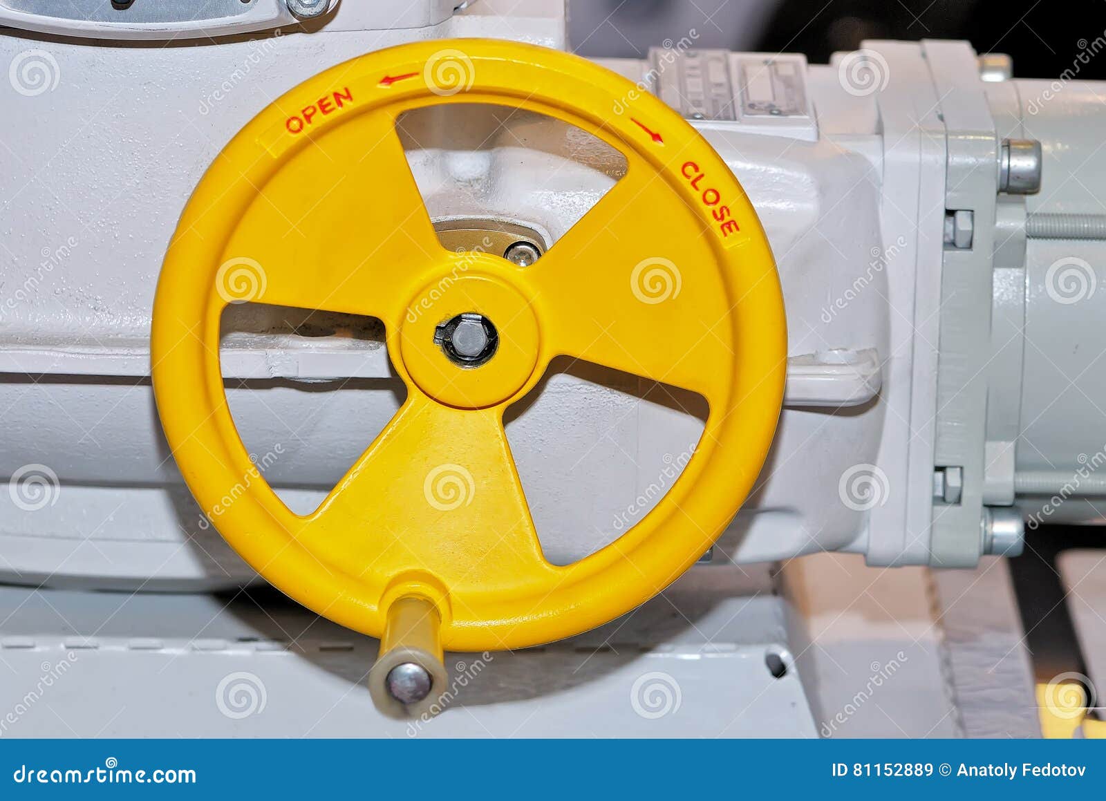 Yellow Industrial Valve with Inscriptions Open Close Stock Image ...