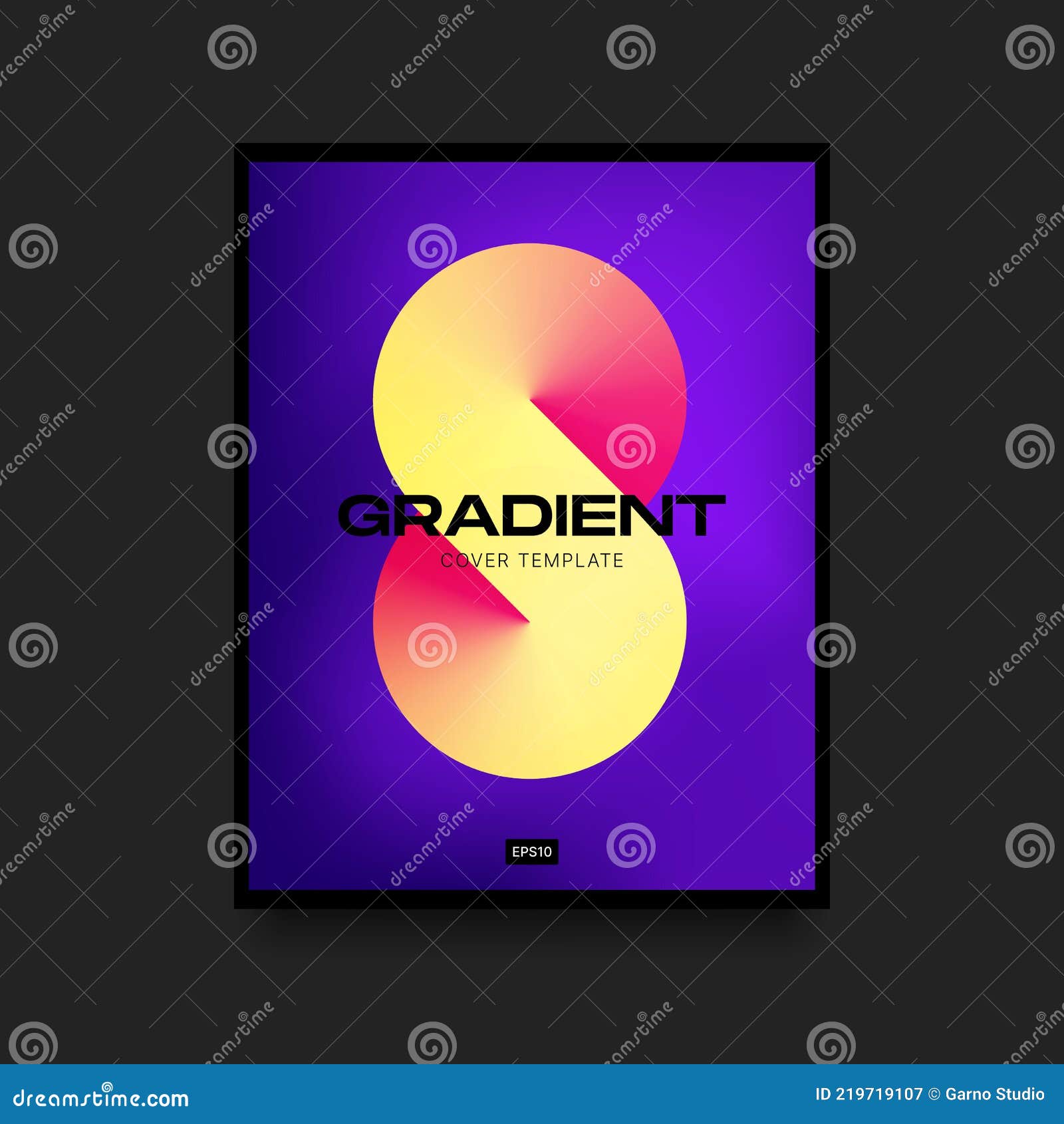 Yellow Infinity Symbol on Violet Background. Vertical Gradient Cover ...