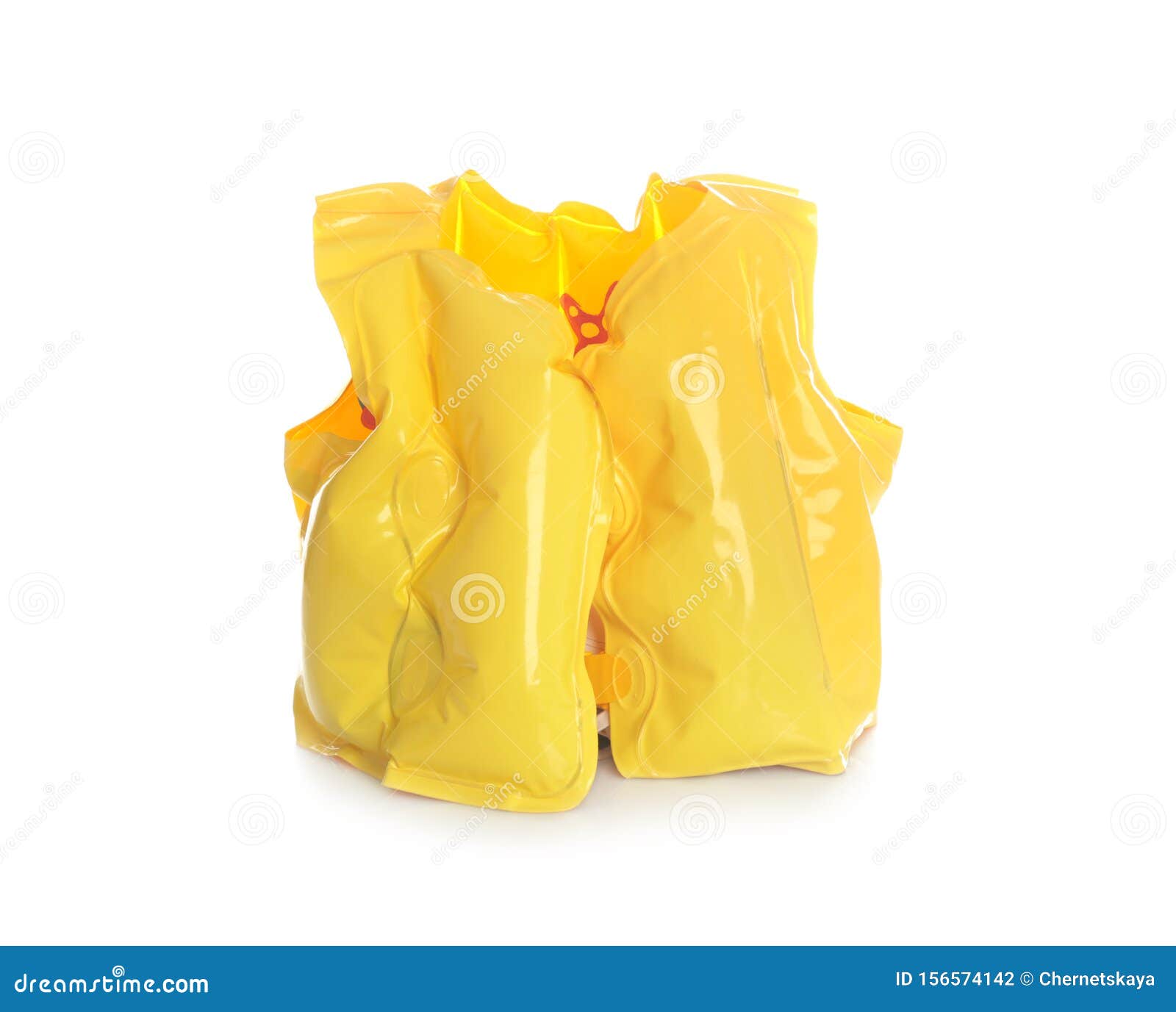 Yellow Inflatable Vest Isolated on White. Beach Stock Photo - Image of ...