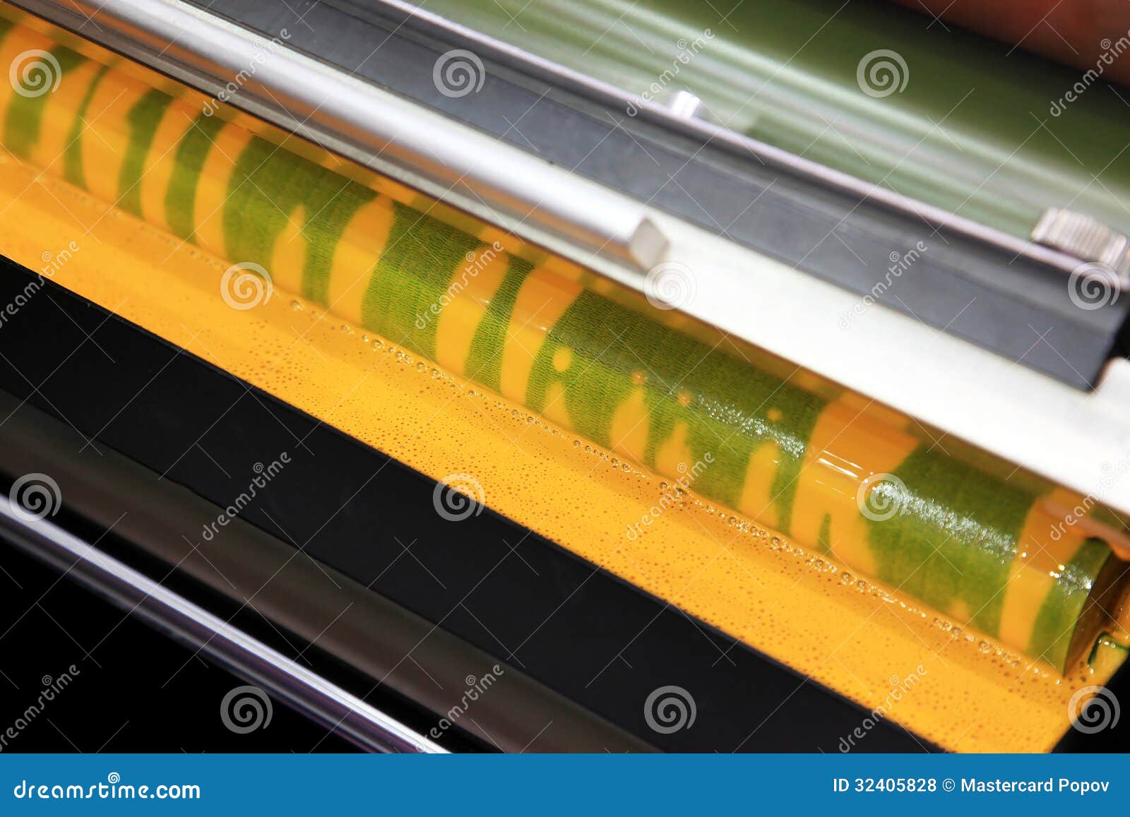 Yellow Ink in a Printing Press Stock Photo - Image of colorful, news ...