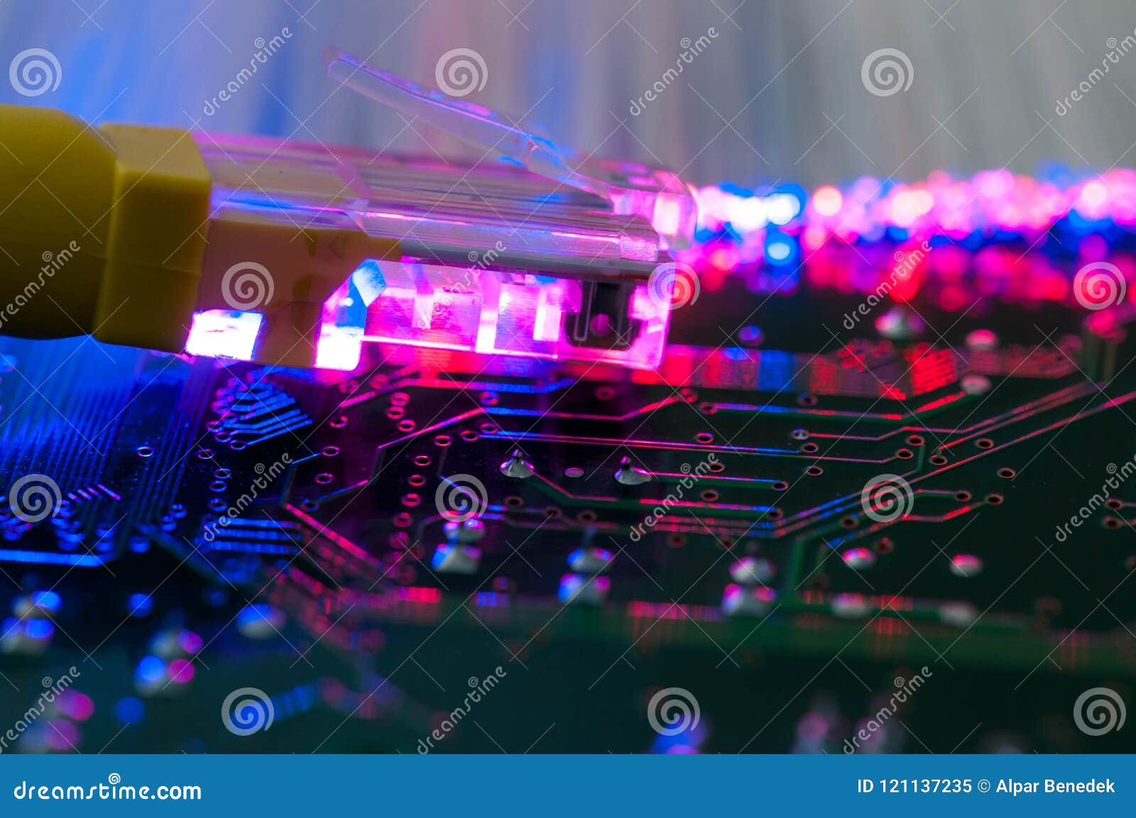 Yellow Internet Cable on Computer Circuit Board, Stock Image - Image of ...
