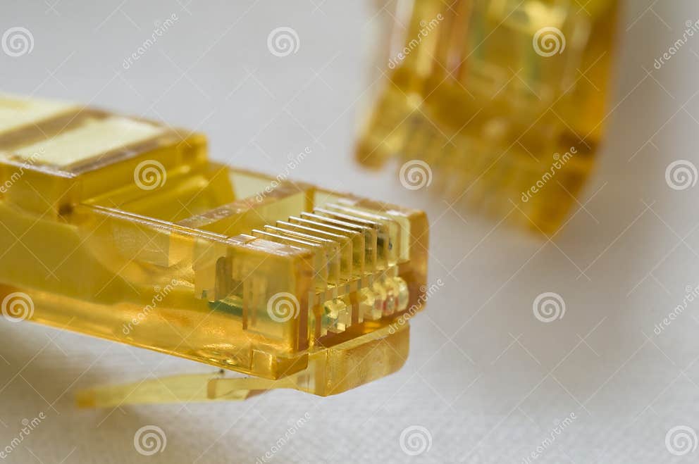 Yellow Internet Cable Plugs Stock Image - Image of closeup, colorful ...