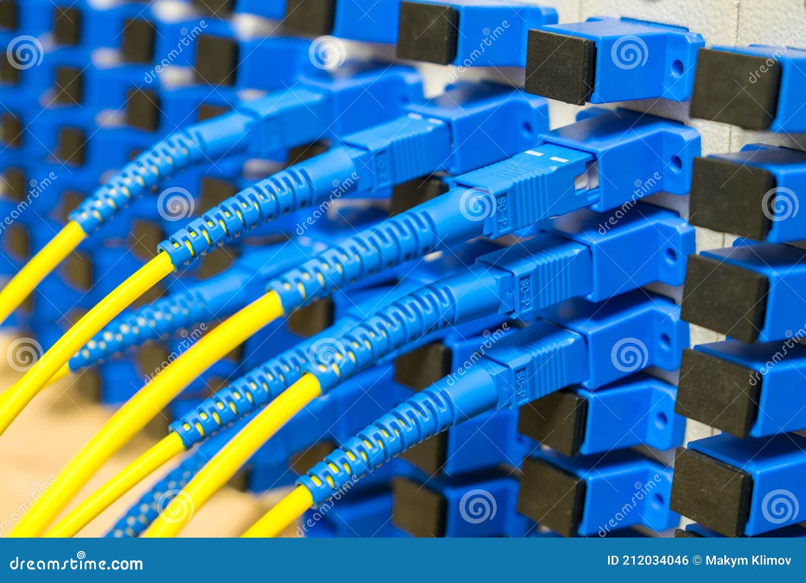 Yellow Internet Wires are Connected To the Optical Fiber Distribution ...