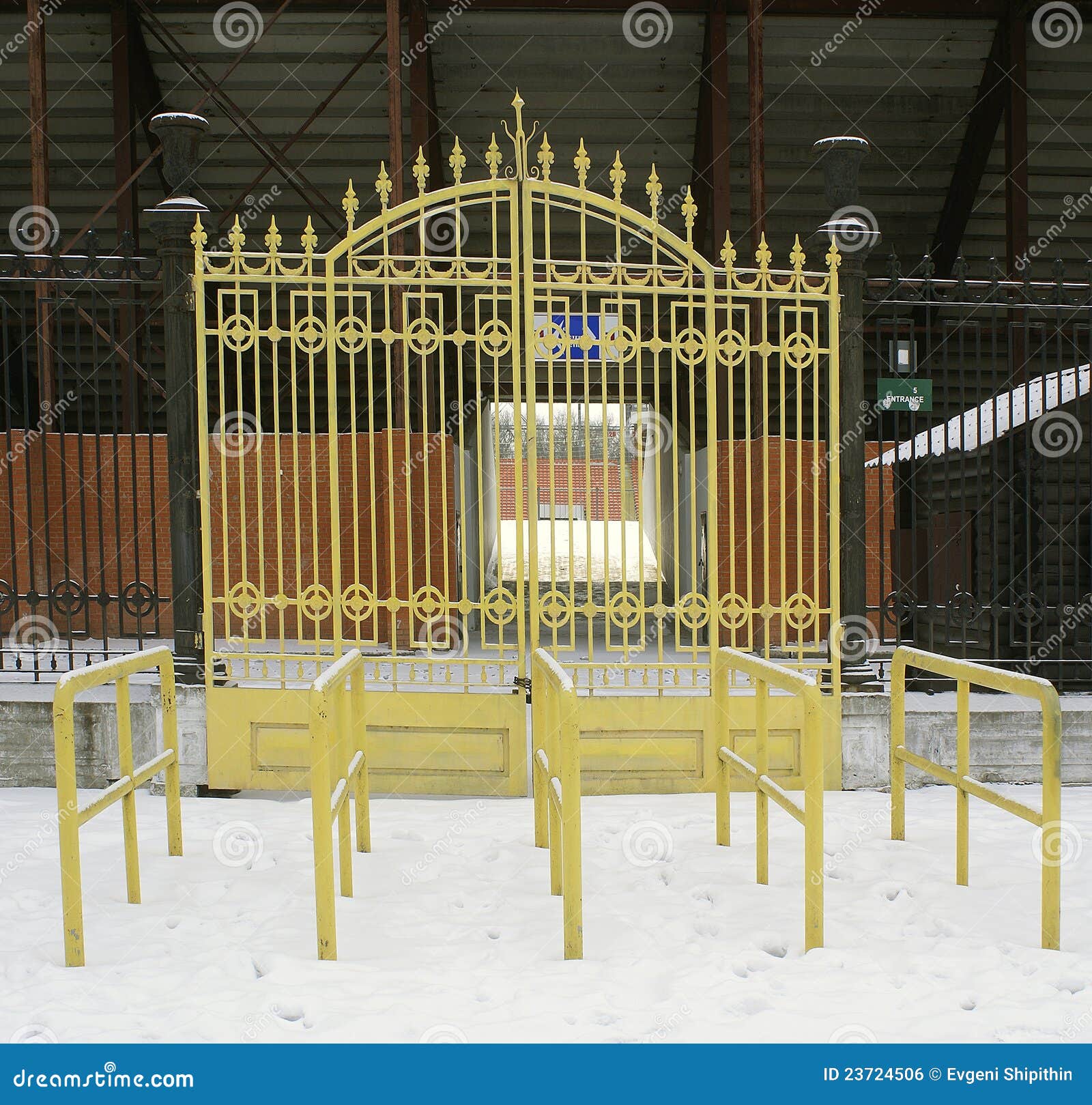 Yellow iron gate. stock photo. Image of control, yellow - 23724506