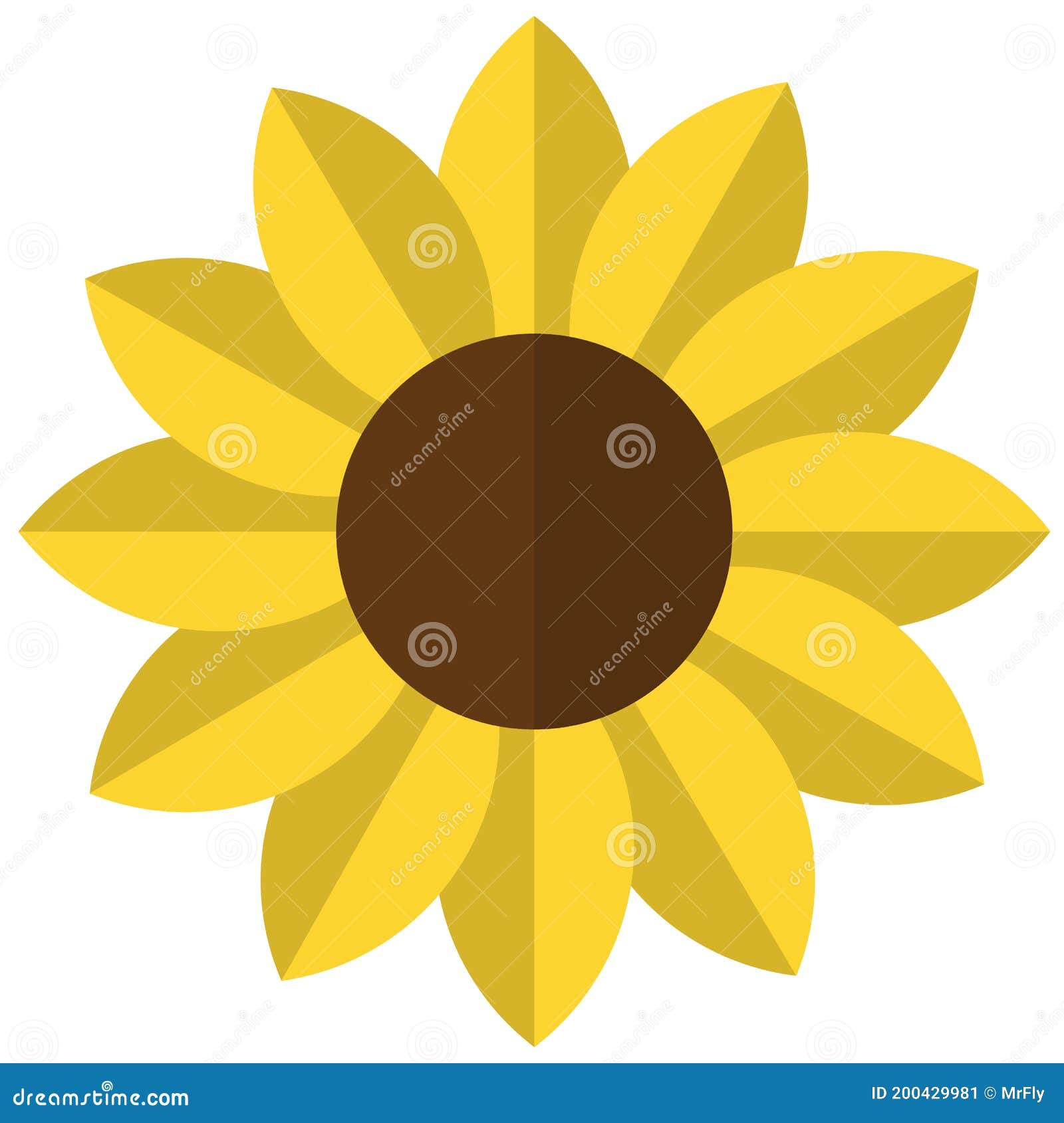 Yellow Isolated 2D Flower, Vector Illustration Stock Vector ...