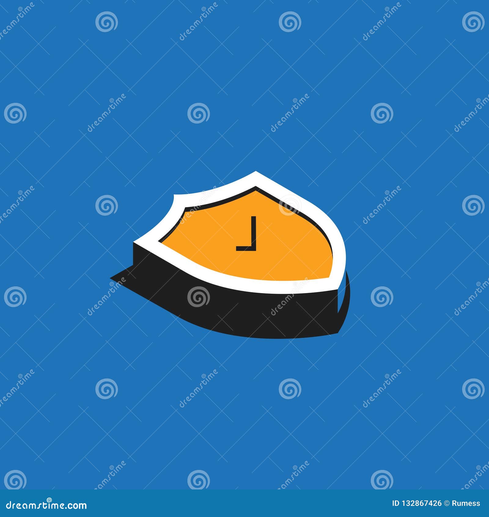 Yellow Isometric Shield Icon with Check Mark on Blue Background. Vector ...