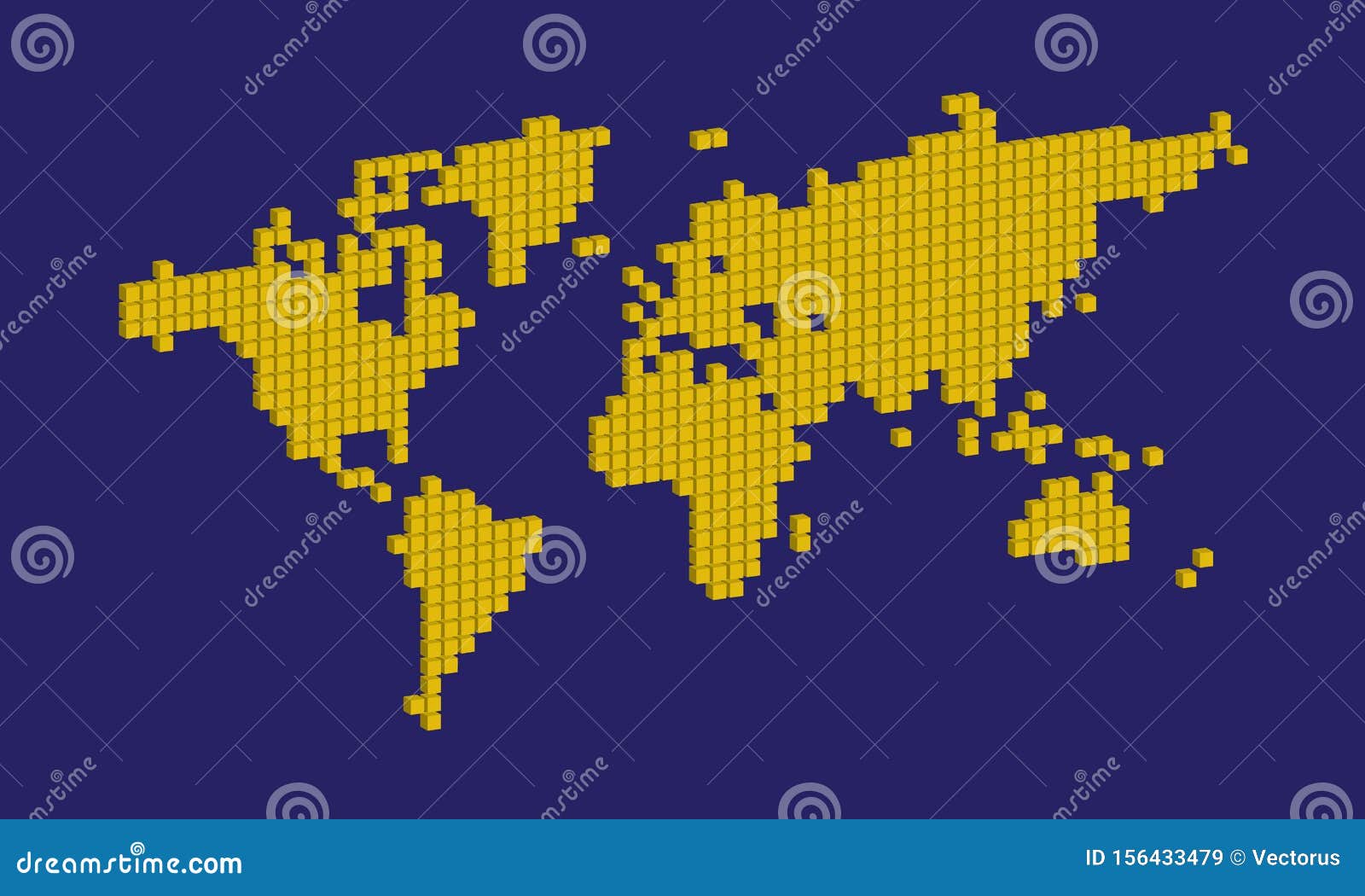 Yellow Isometric Square Shape World Map Stock Vector - Illustration of ...